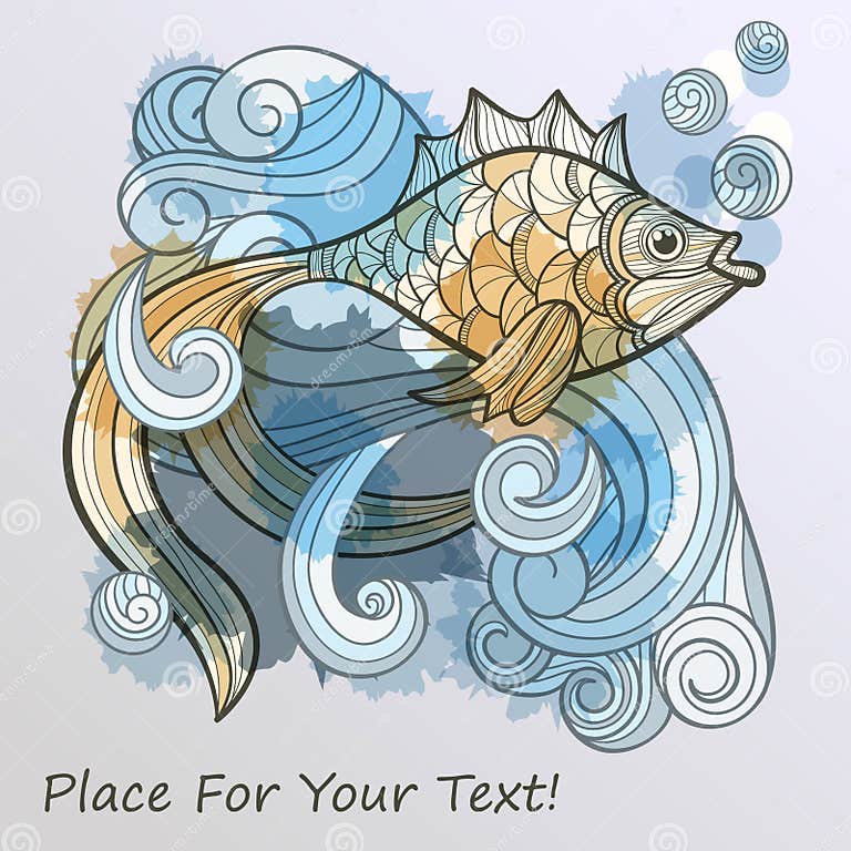Abstract Fish on Splash of Water Stock Vector - Illustration of pastel ...