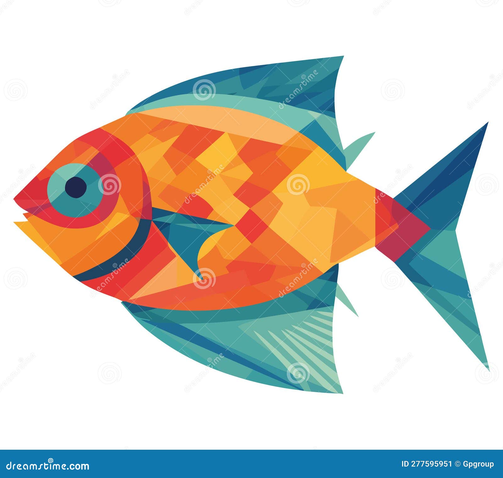 Abstract Fish Symbol in Multi Colored Vector Stock Illustration ...