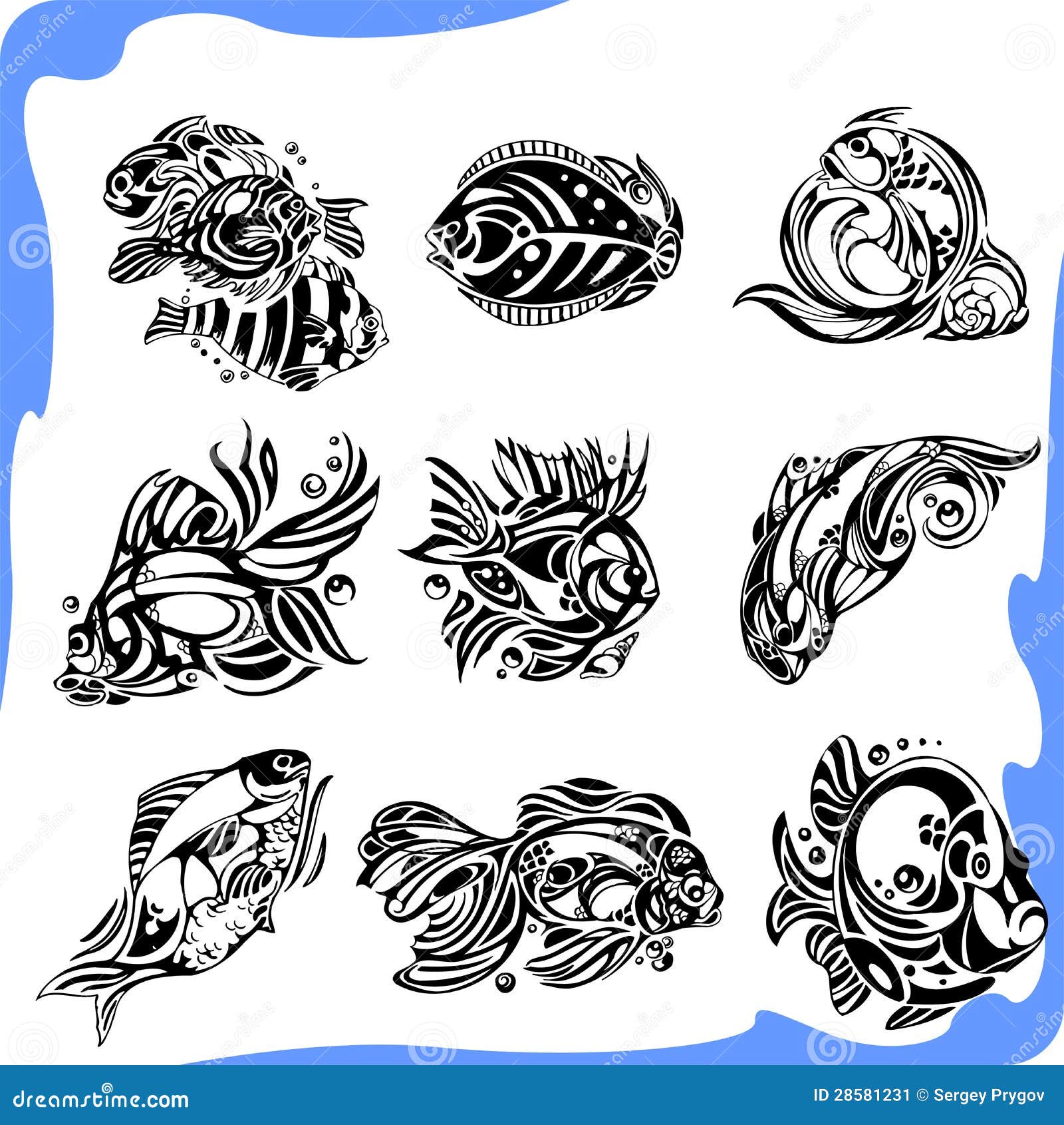 Abstract Fish - Vector Set. Stock Vector - Illustration of swimming ...