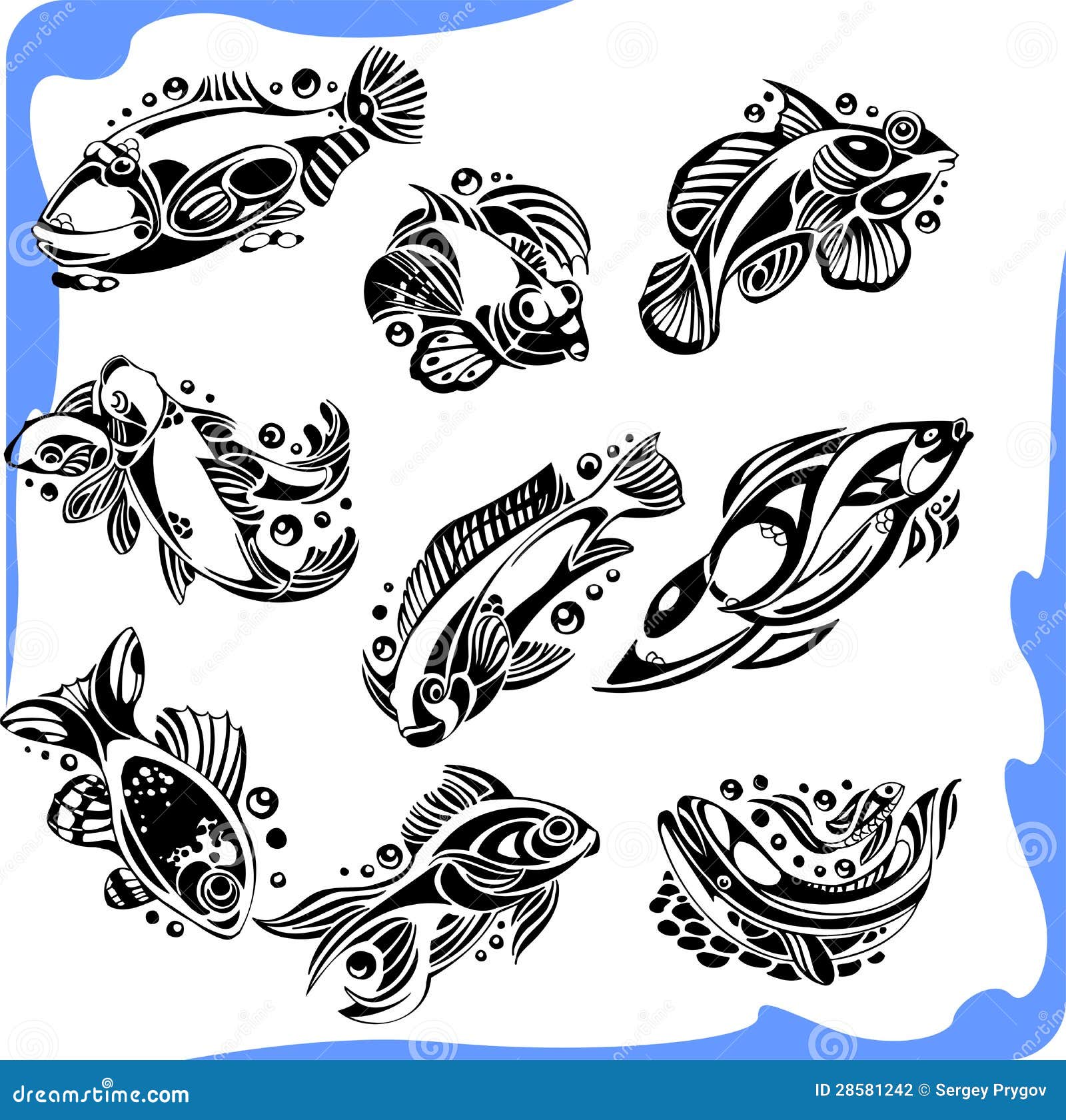 Abstract Fish - Vector Set. Stock Vector - Illustration of sign ...