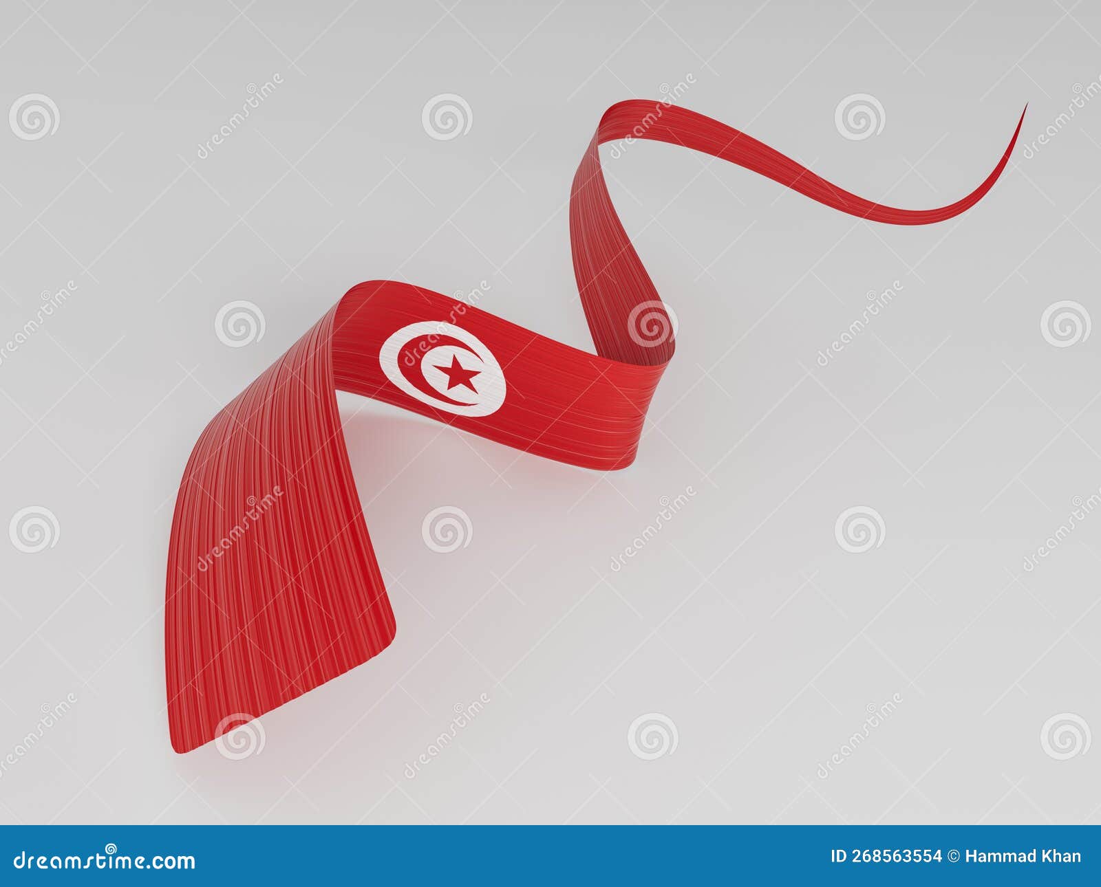 Abstract Flag of Tunisia with Wavy Ribbon 3d Illustration Stock ...