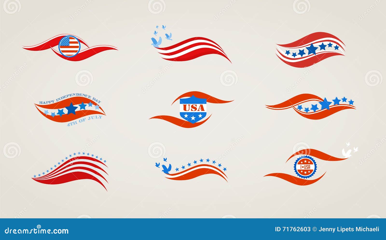 Abstract Flags for USA Independence Day. Stock Vector - Illustration of ...