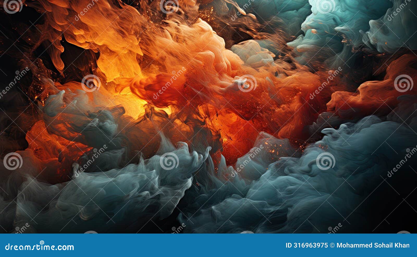 Abstract Flame Exploding Multi Coloured Ink Paint on Background Stock ...