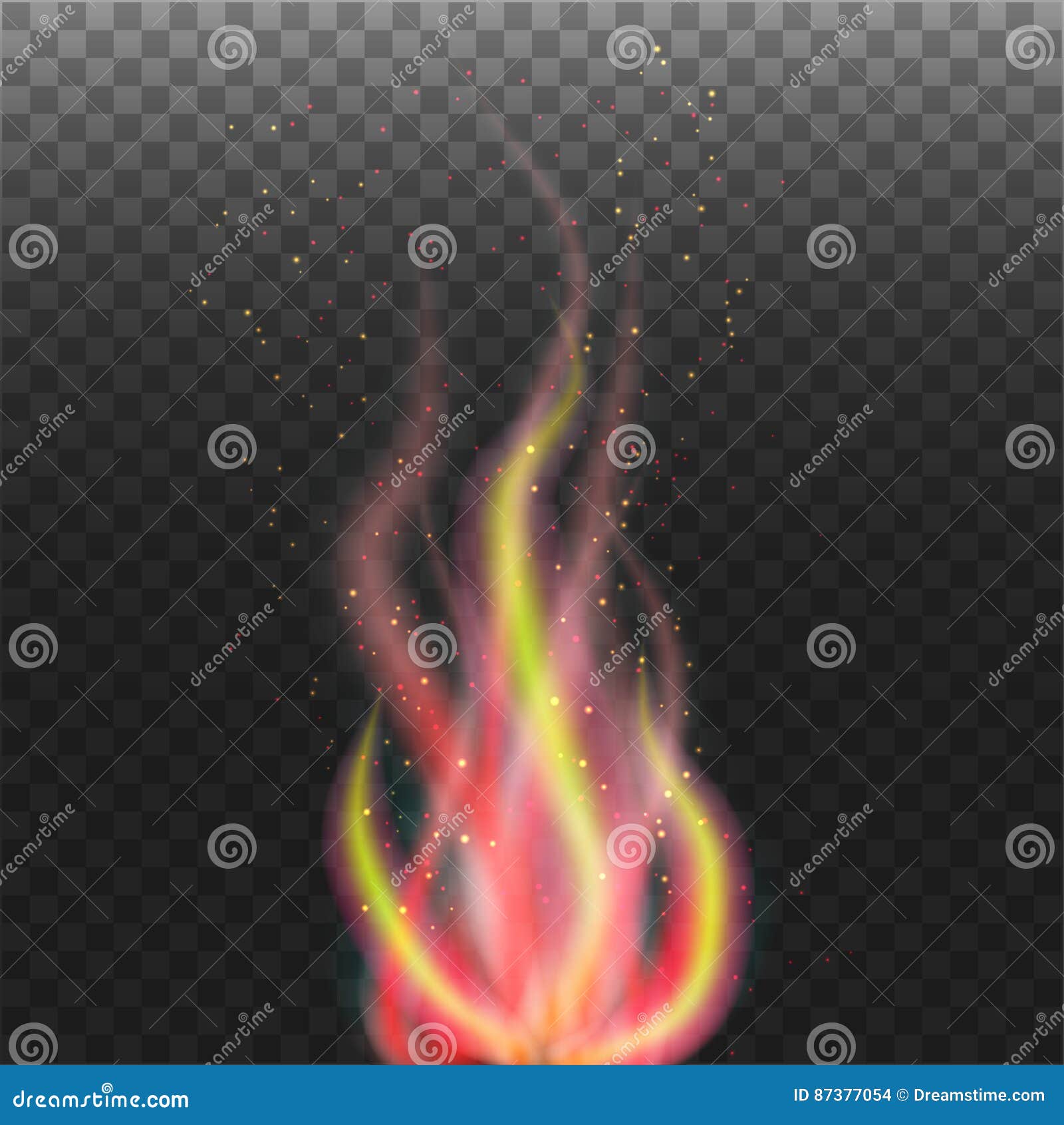 Abstract Flame with Particles on Transparent Background Stock Vector ...