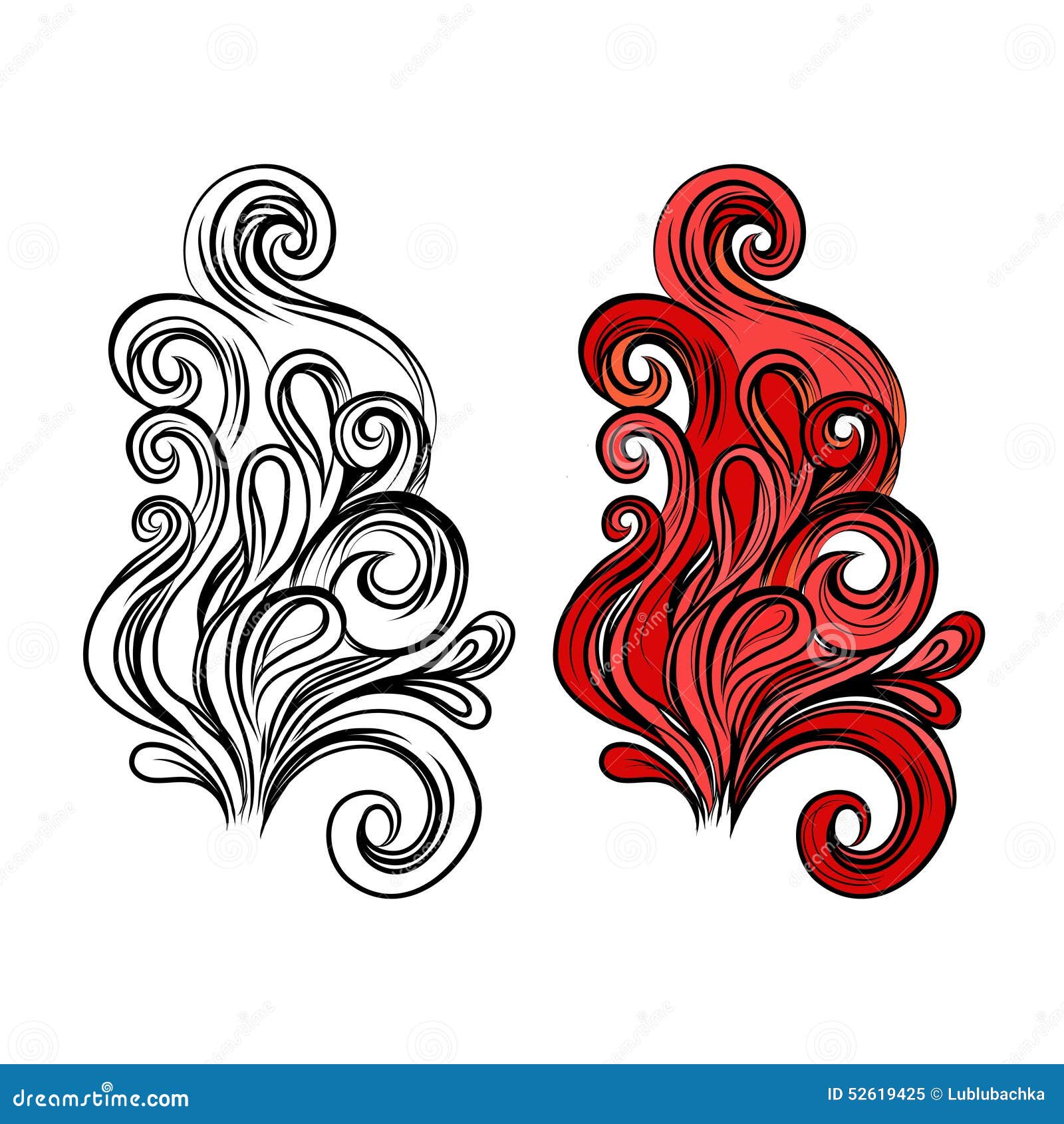 Abstract Flame Vector Symbol in Color and with Black Contour Stock ...