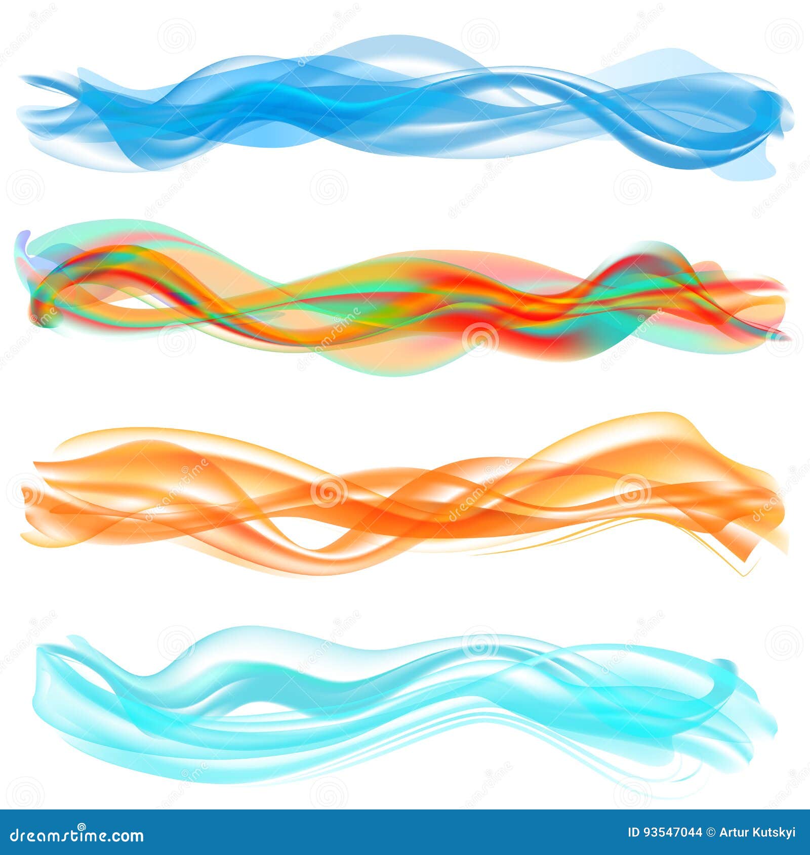 Abstract Flame Wave Set. Vector Illustration. Stock Vector ...
