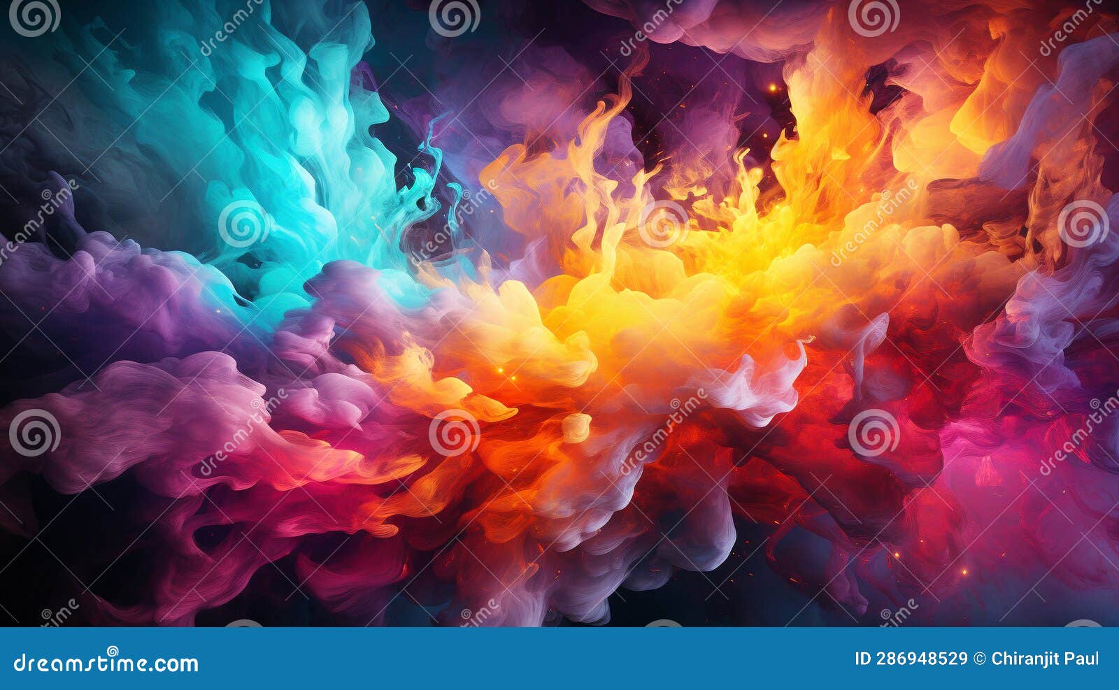 Abstract Flames Exploding in Multi Colored Ink and Paint Stock ...