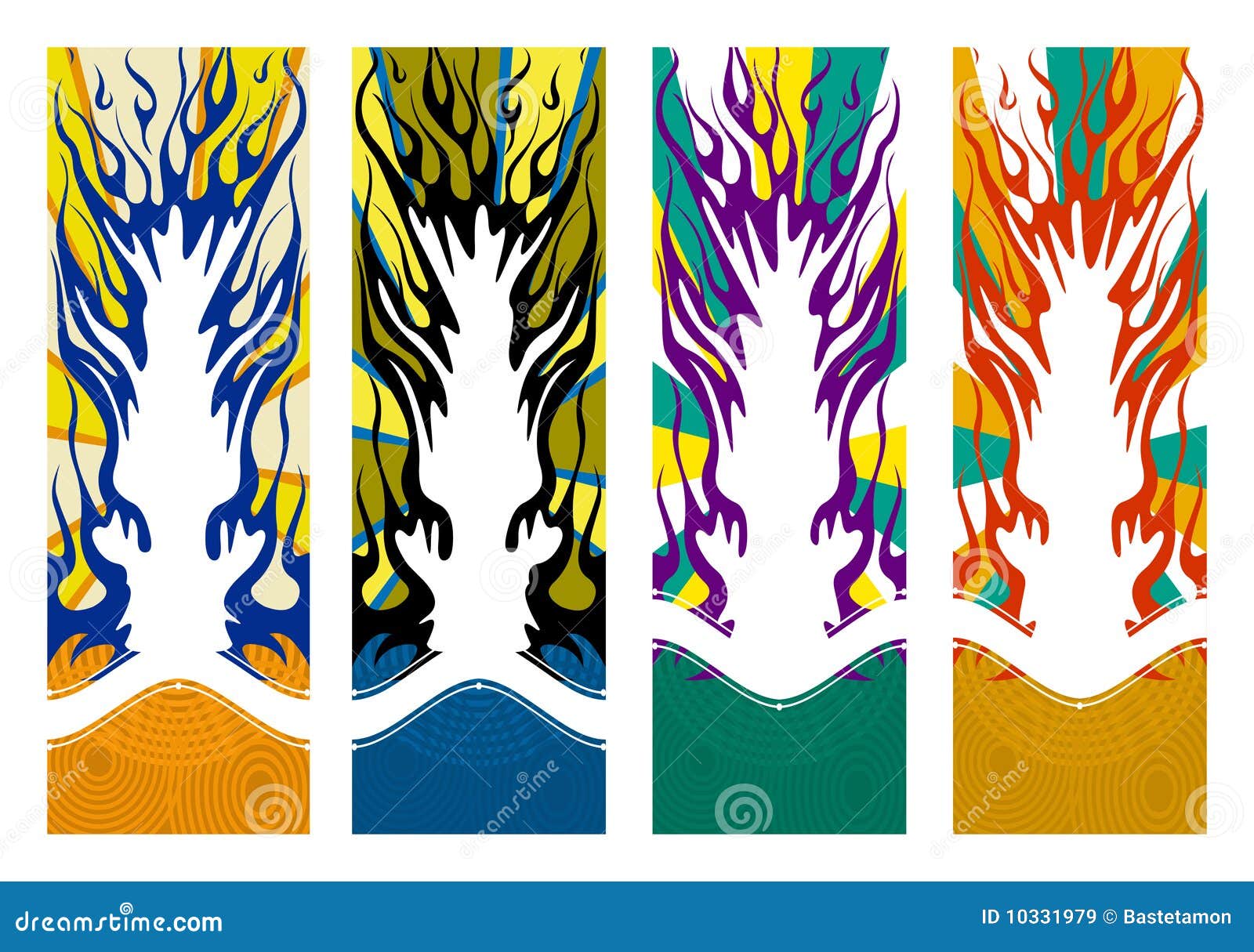 Abstract Flaming Templates for Vertical Banners Stock Vector ...