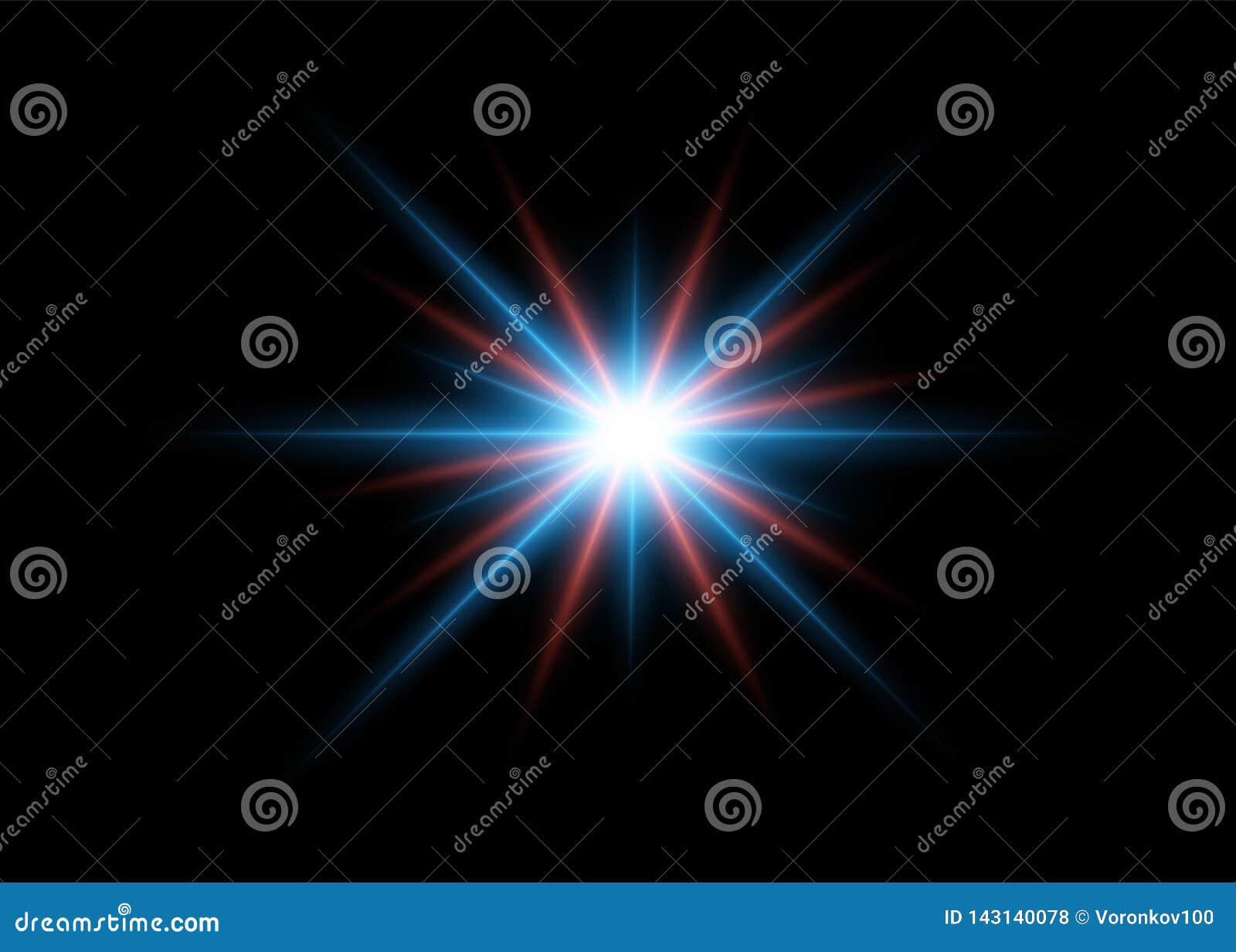 Abstract Flash Light Effects with Red and Blue Bright Rays. Design ...