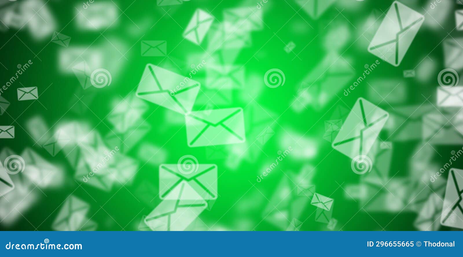 Abstract Flashy Green Background with Flying Envelopes Stock Image ...