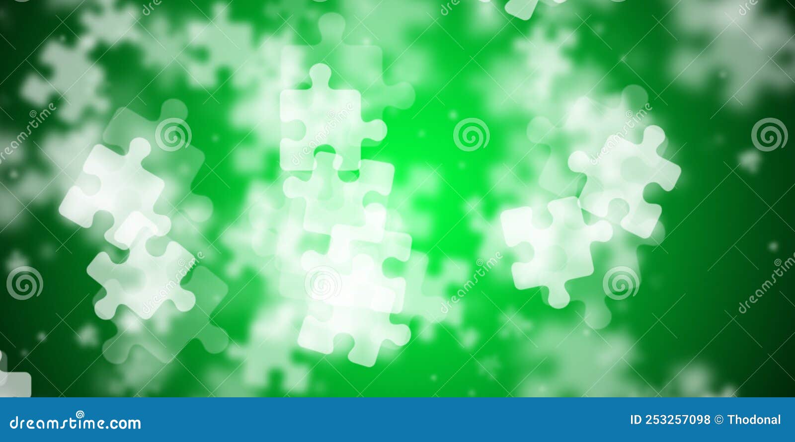 Abstract Flashy Green Background with Flying Puzzle Pieces Stock ...