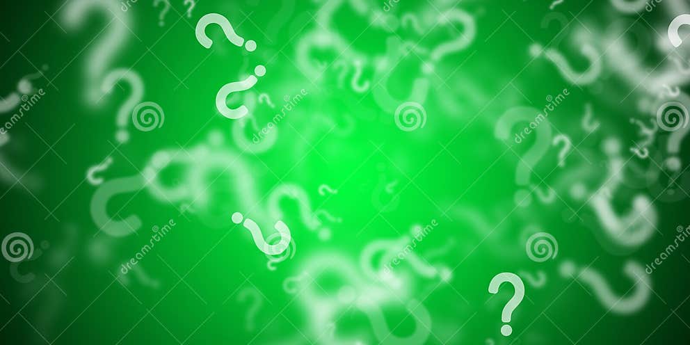 Abstract Flashy Green Background with Flying Question Marks Stock Photo ...