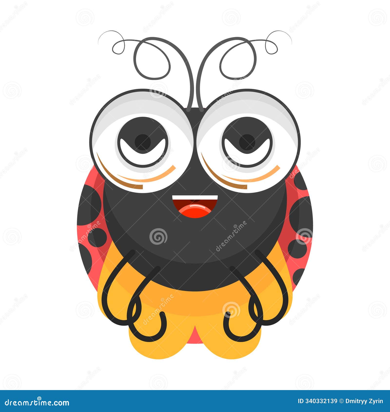 Abstract Flat Cartoon Different Animal Insect Ladybug Vector Design ...