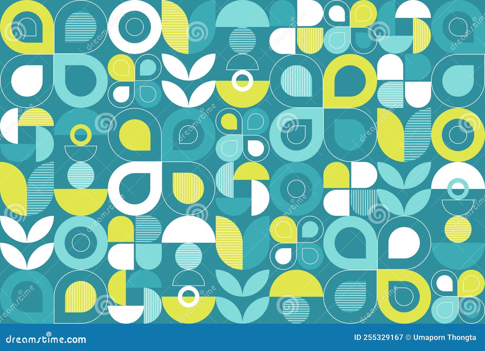 Abstract Flat Geometric Background, Mosaic Green Pattern Design with ...