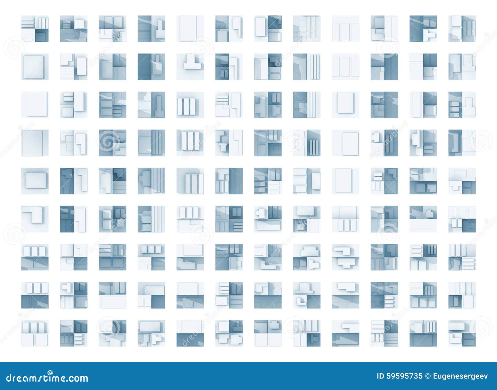 Abstract Flat Geometric Blue Square Icons Stock Illustration ...