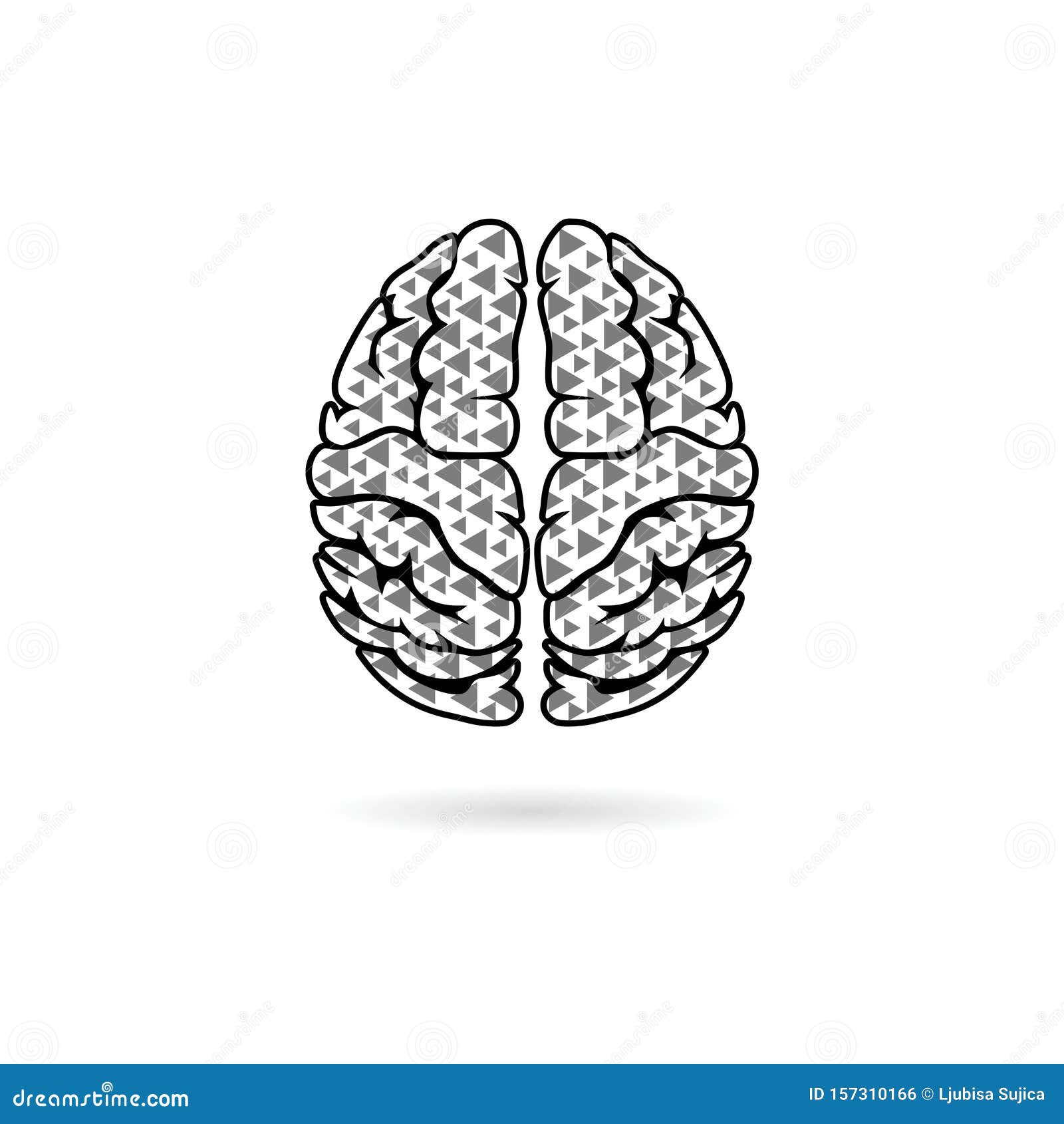 Abstract Flat Human Brain Logo with Shadow Stock Vector - Illustration ...