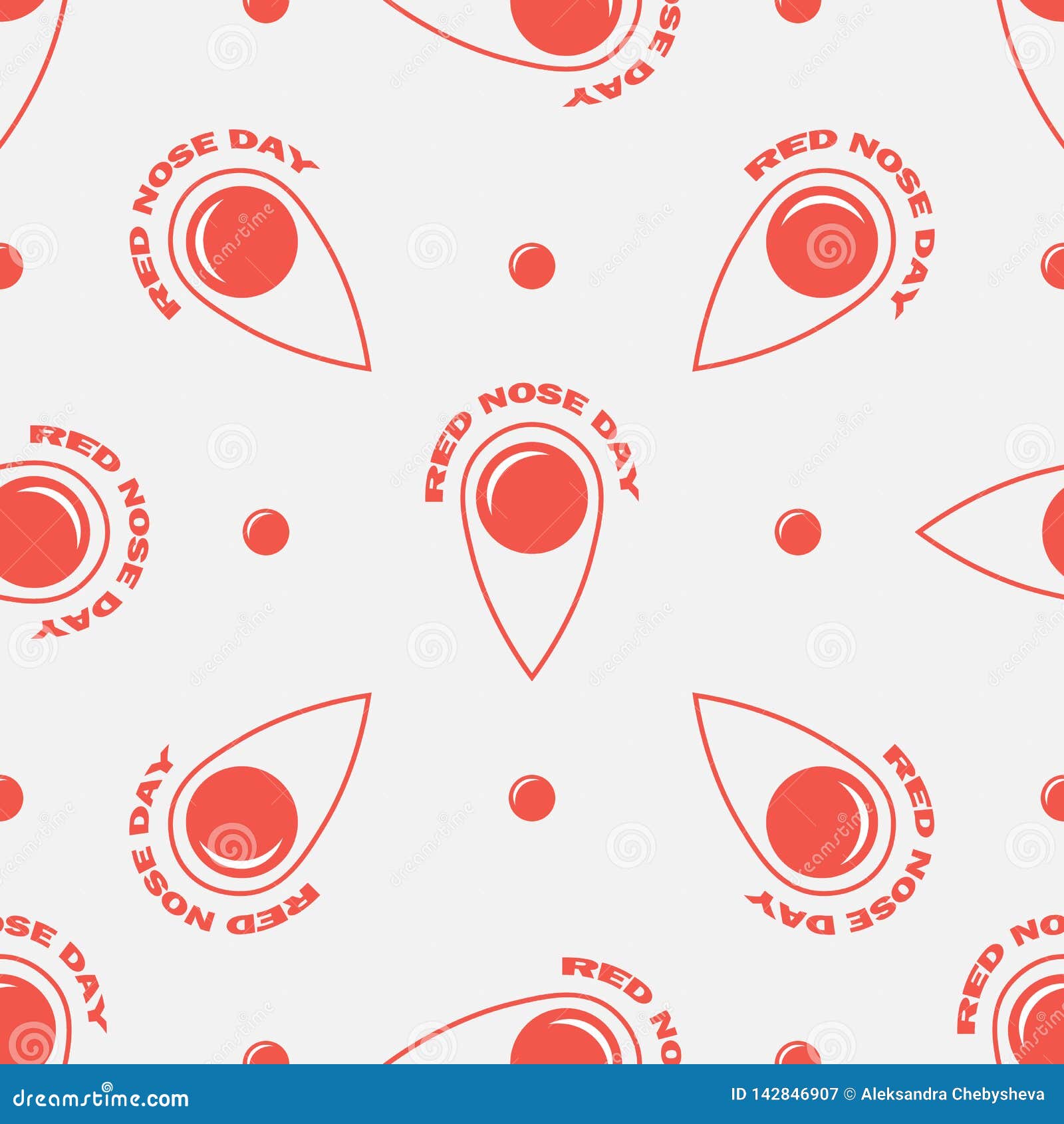 Abstract Flat Seamless Pattern of Red Nose Day Stock Illustration ...