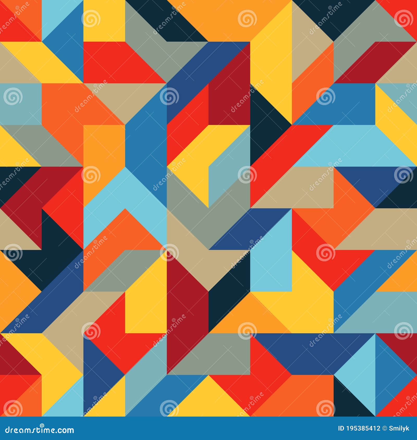 Abstract Flat Seamless Pattern of Simple Geometric Shapes with ...