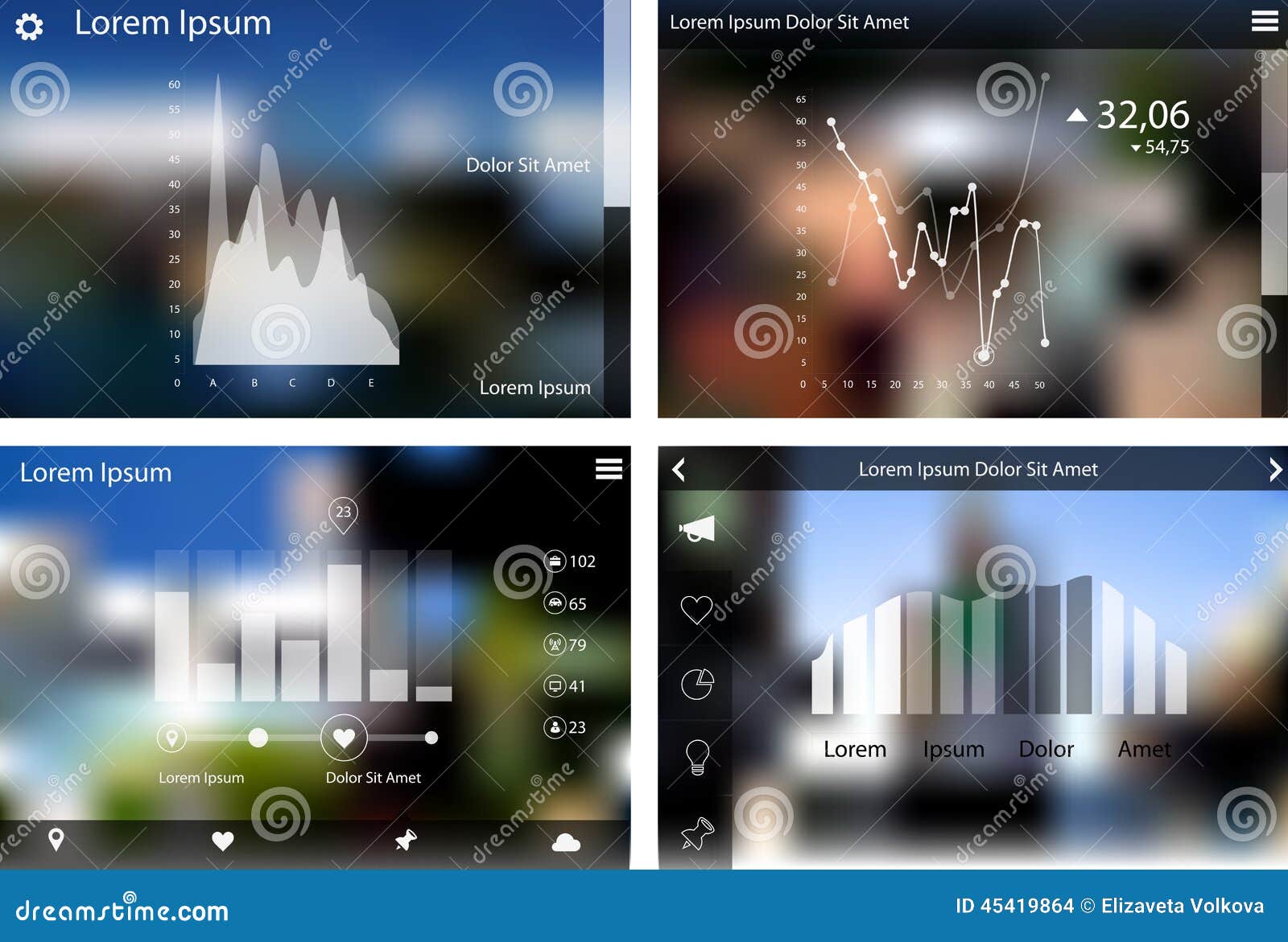 Abstract Flat Ui Statistics Templates Collection Stock Vector ...