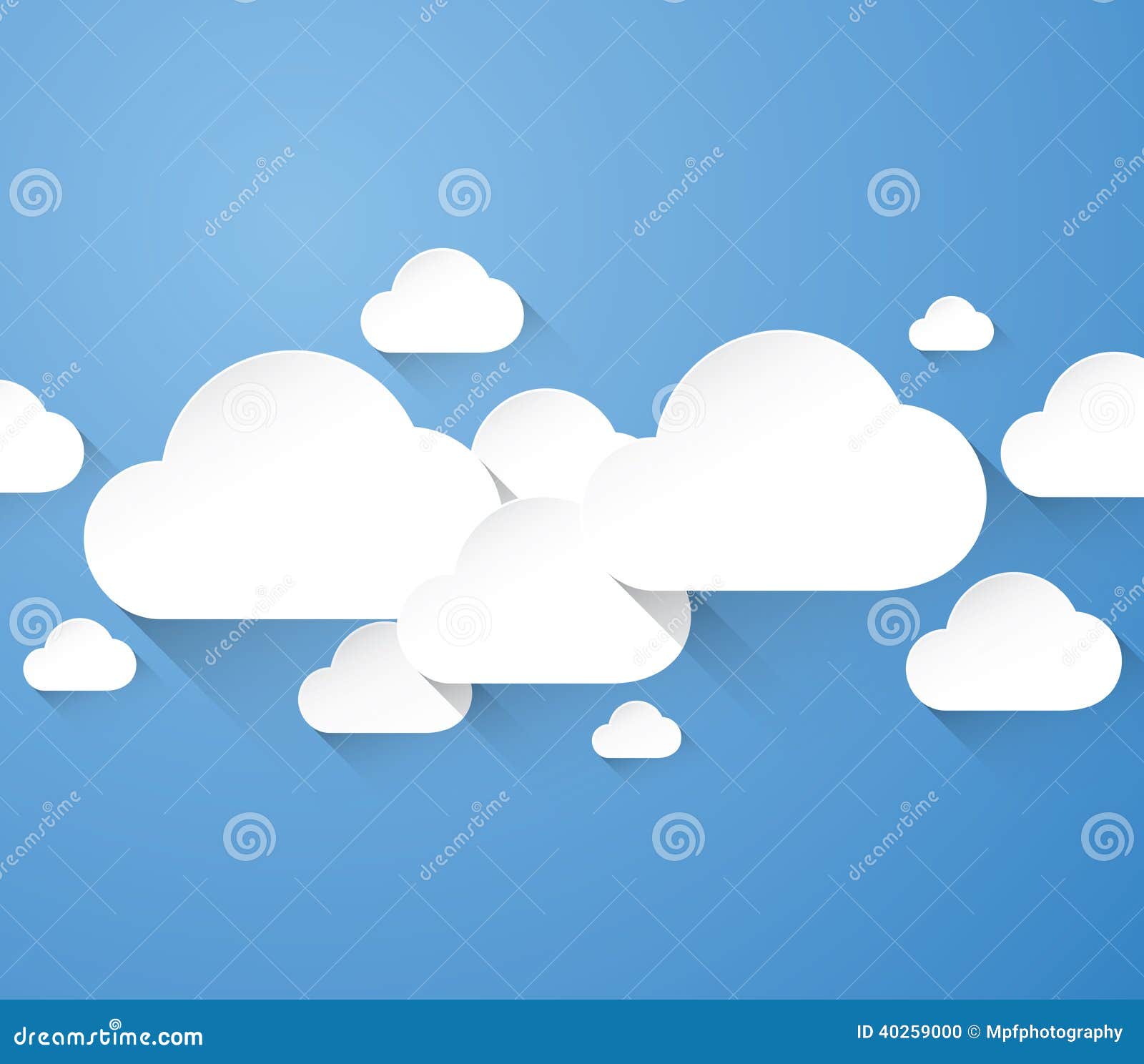 Abstract Flat White Clouds with Long Shadows in Bl Stock Vector ...