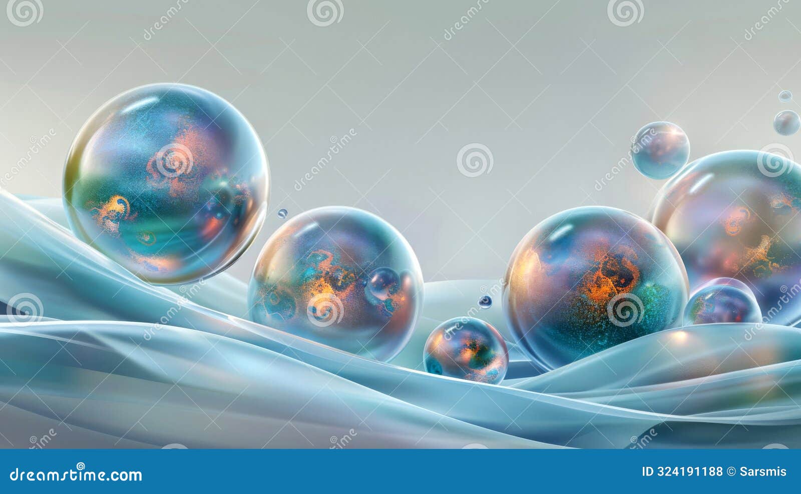 Abstract Floating Bubbles with Metaverse Digital Art on Fluid Landscape ...