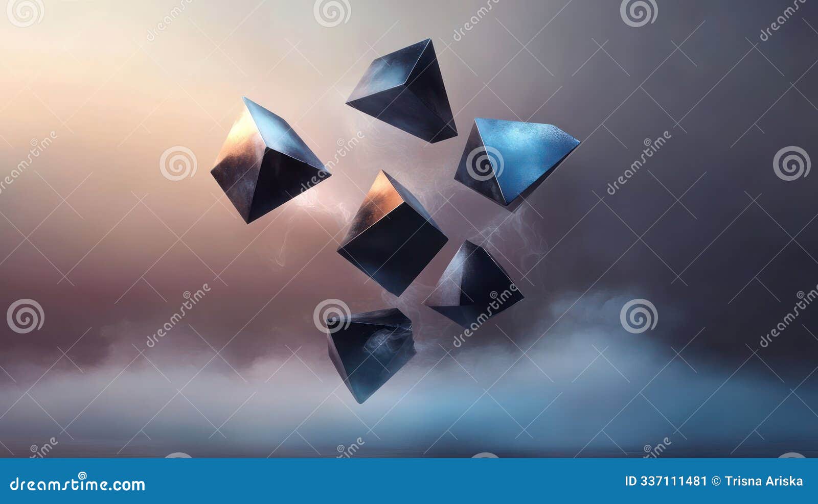 Abstract Floating Pyramids in a Misty Atmosphere, Evoking a Sense of ...