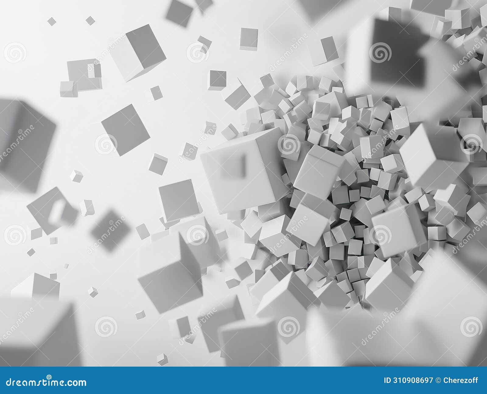 Abstract Floating White Cubes Stock Image - Image of aerial, minimalist ...