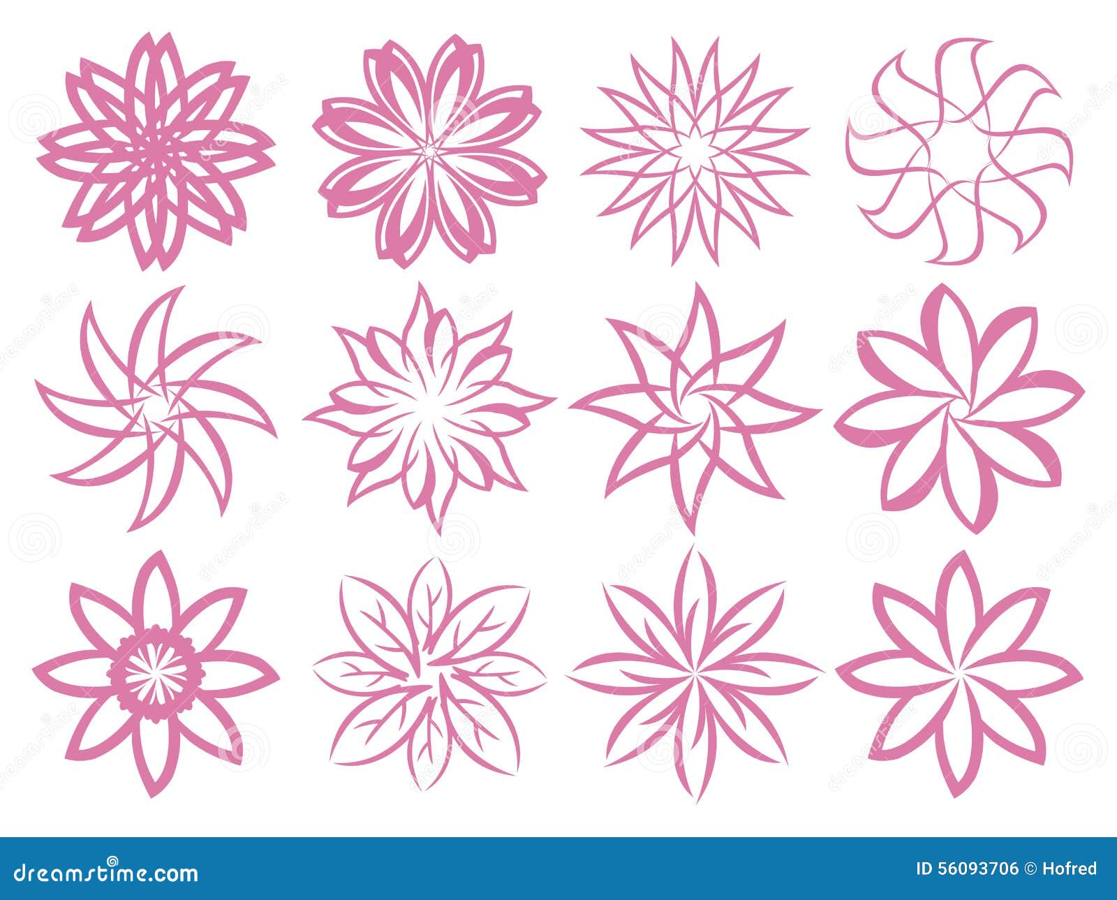 Abstract Flora Patterns Isolated Design Elements Stock Vector