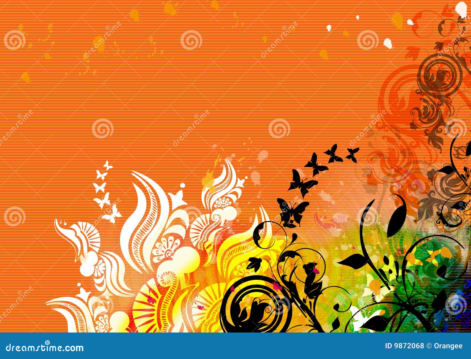 Natural Motif Design on Orange Background Stock Vector - Illustration ...