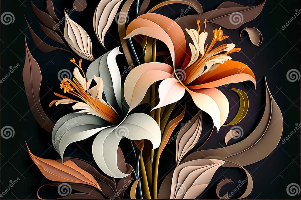 Abstract Floral Background with Lilies. Vector Illustration. Eps 10 ...