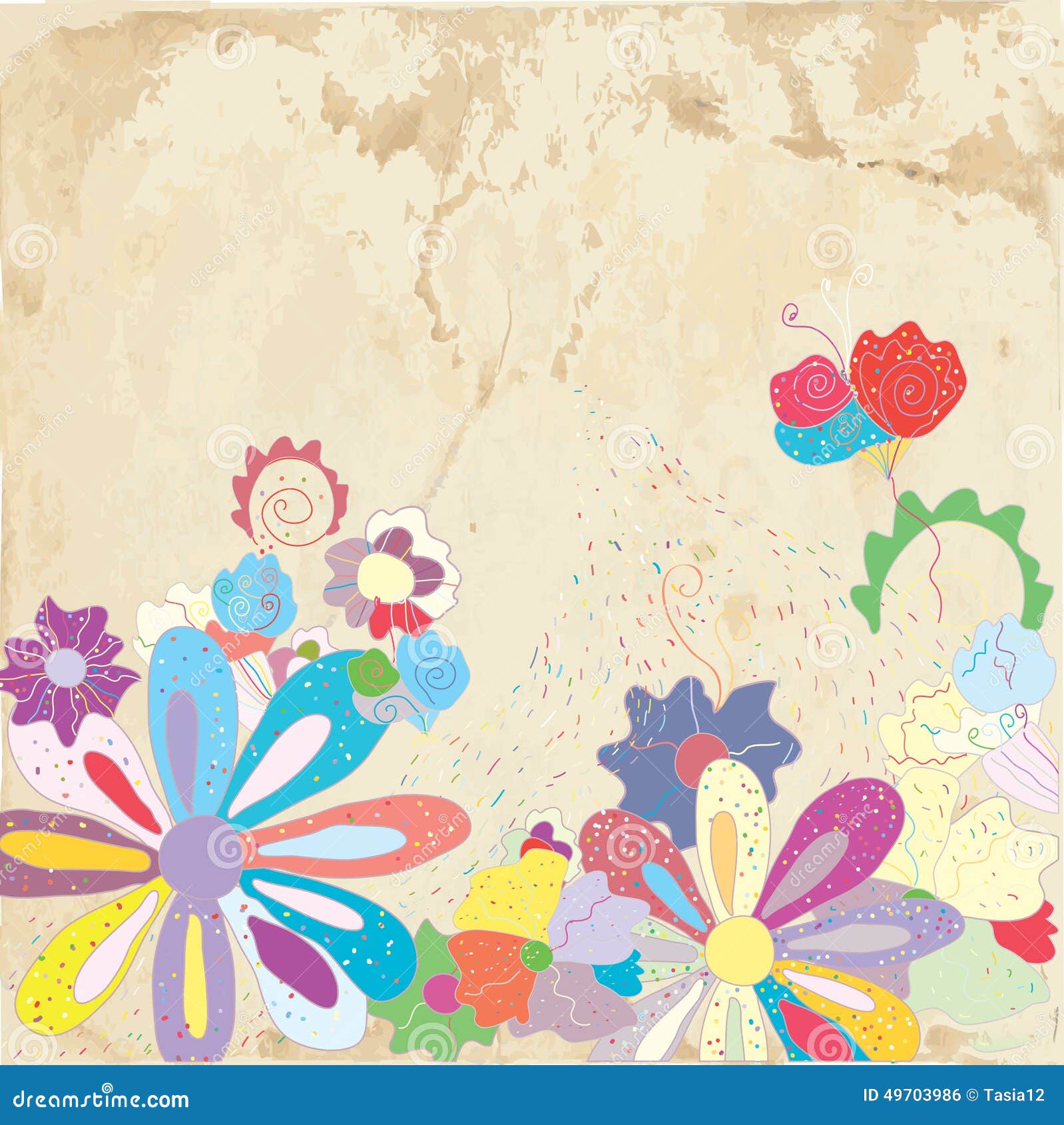 Abstract Floral Background on Paper Texture Stock Vector - Illustration ...