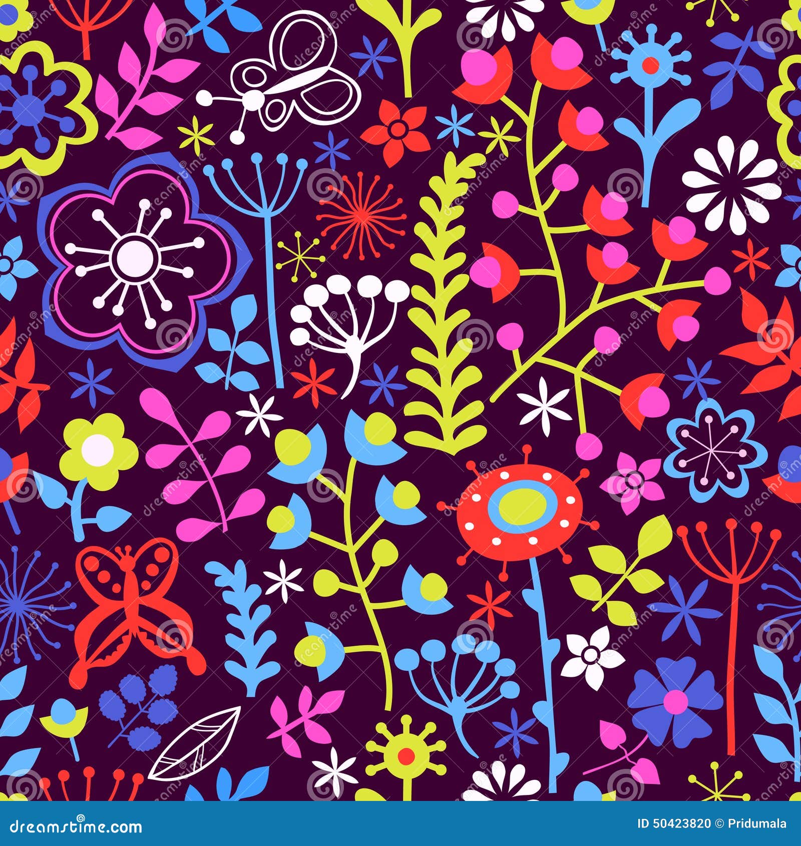 Abstract Floral Background, Summer Theme Seamless Pattern, Vector ...