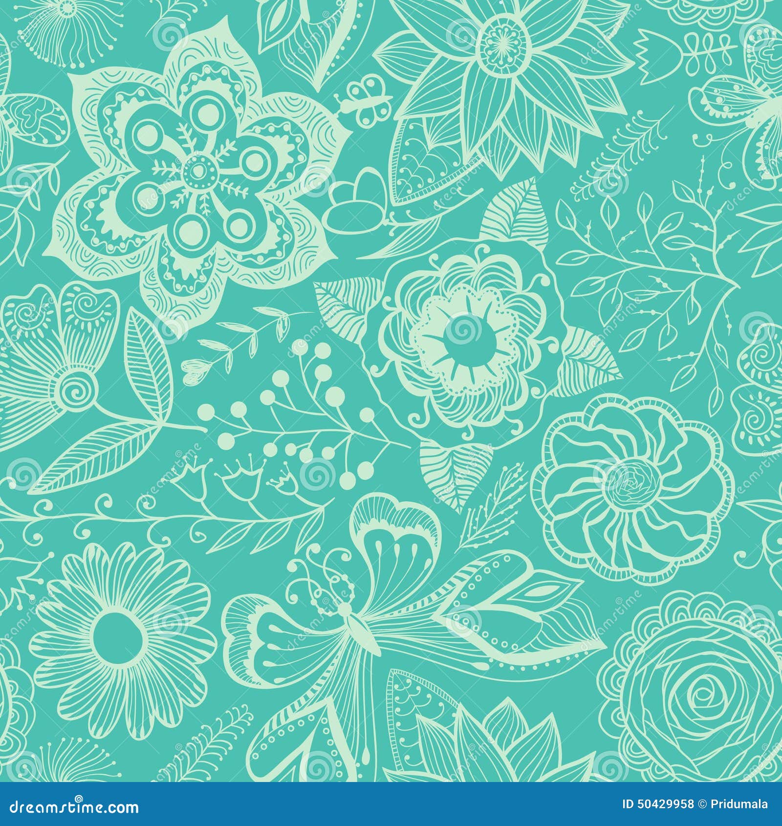 Abstract Floral Background, Summer Theme Seamless Pattern, Vector ...