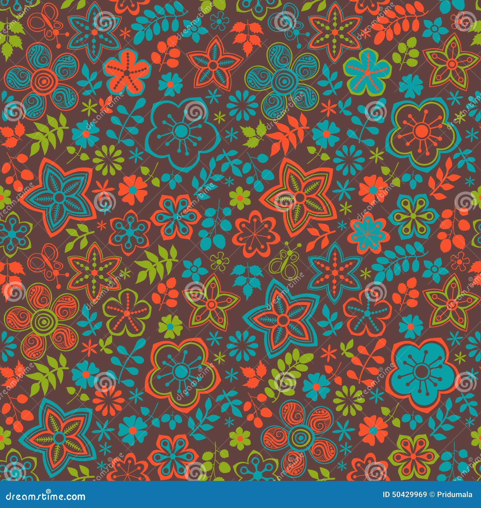 Abstract Floral Background, Summer Theme Seamless Pattern, Vector ...