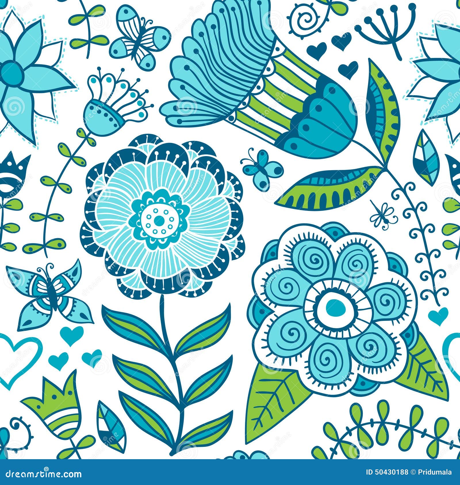 Abstract Floral Background, Summer Theme Seamless Pattern, Vector ...