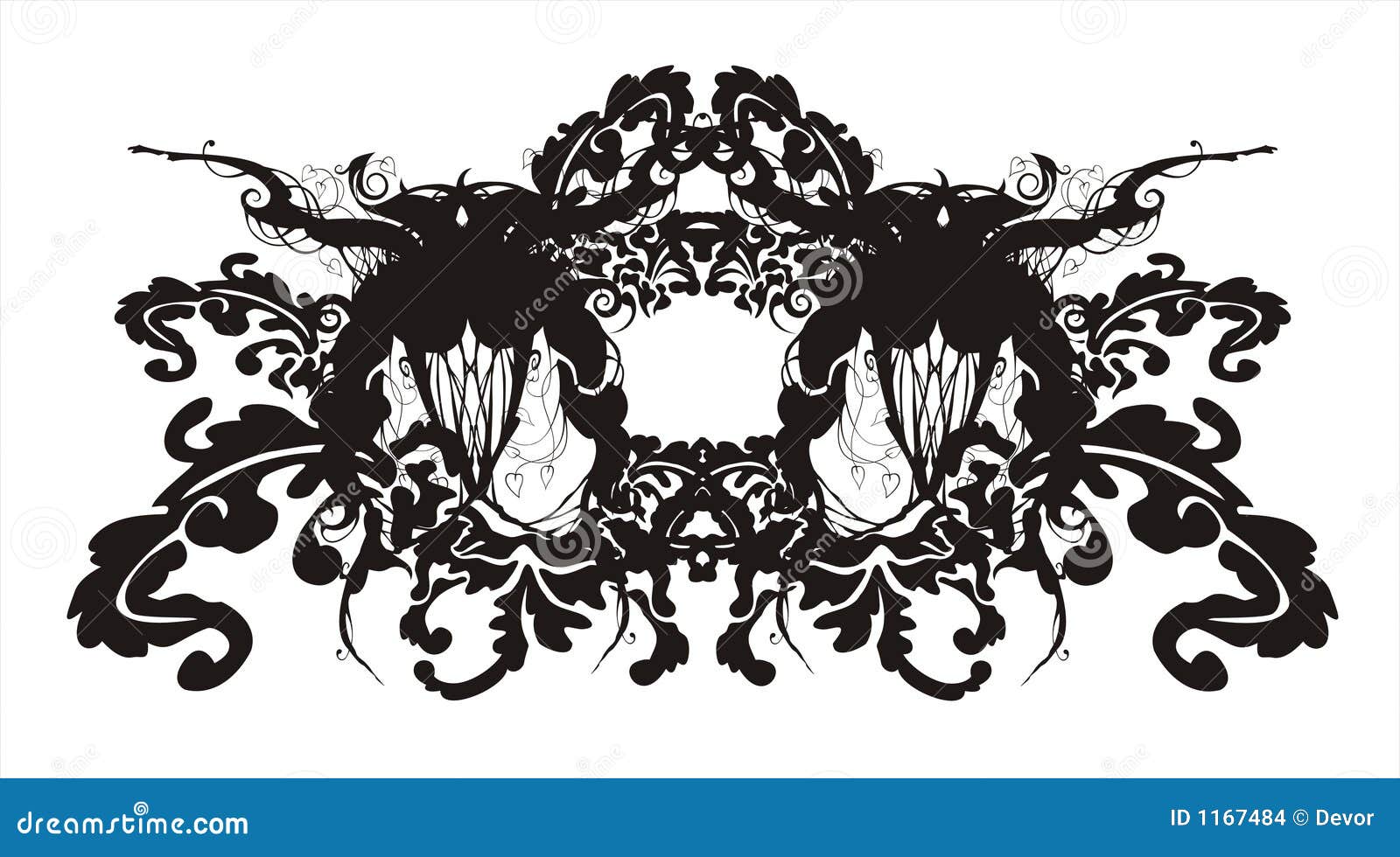 Abstract Floral Baroque Silhouette Ornament Stock Vector - Illustration ...