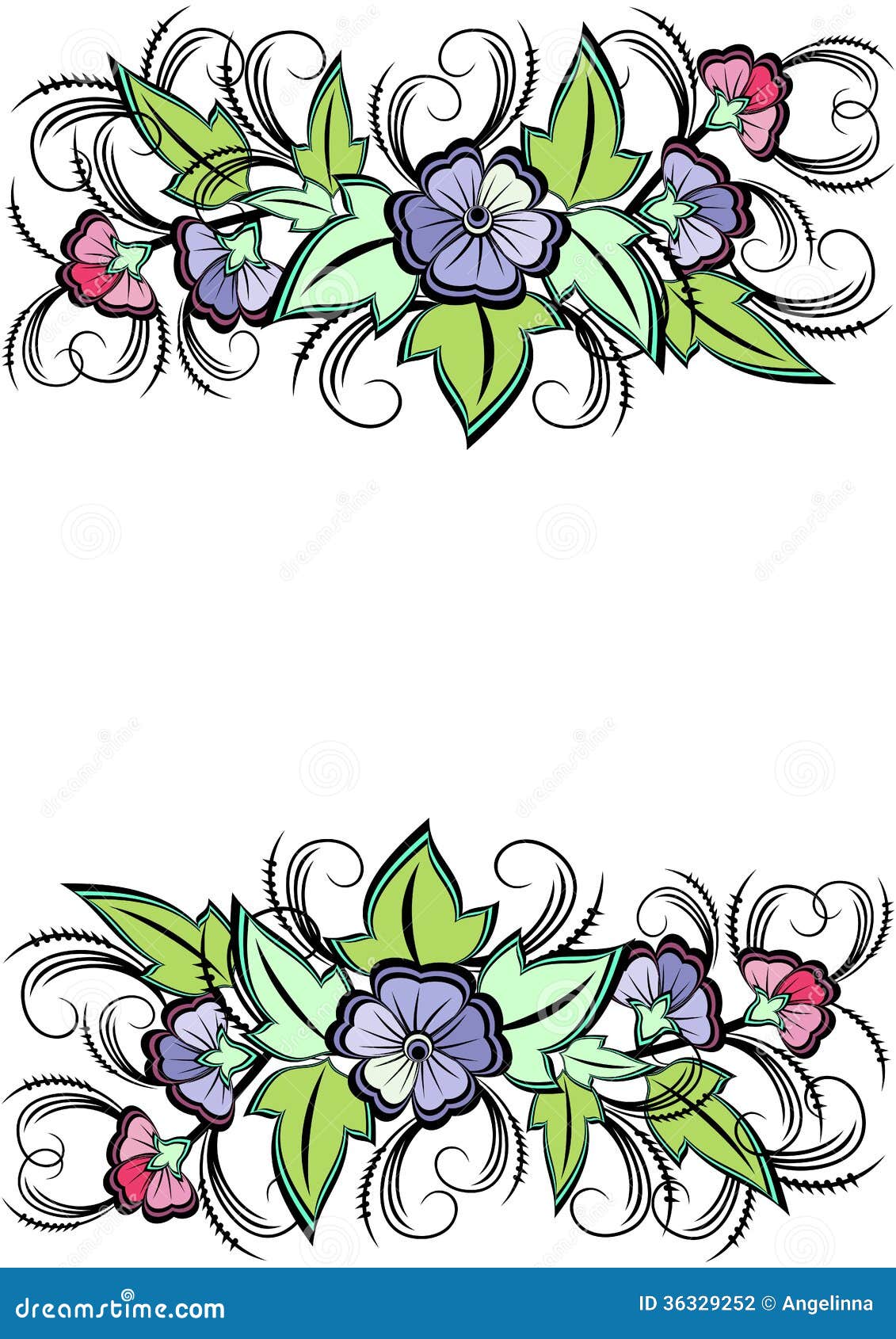 Abstract floral border stock vector. Illustration of lilac - 36329252