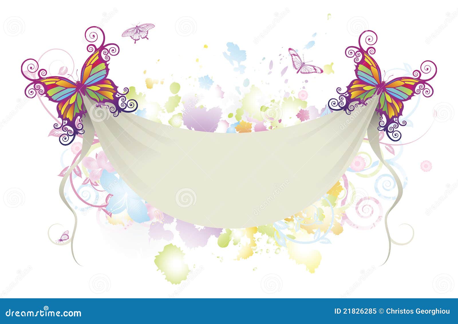Abstract Floral Butterfly Banner Background Stock Vector - Illustration ...