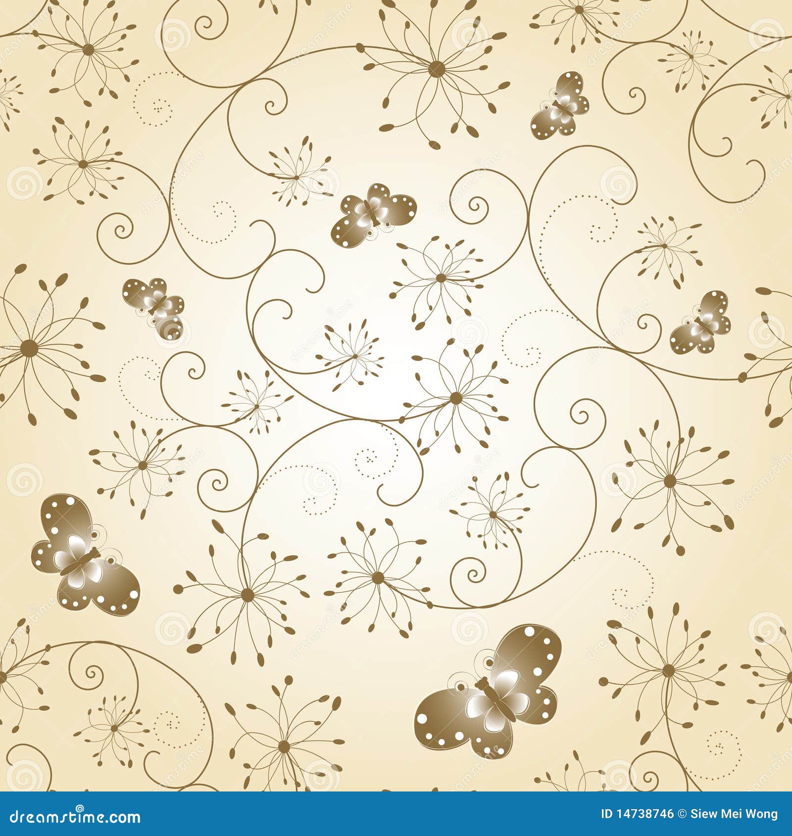 Abstract Floral Butterfly Seamless Pattern Stock Vector - Illustration ...