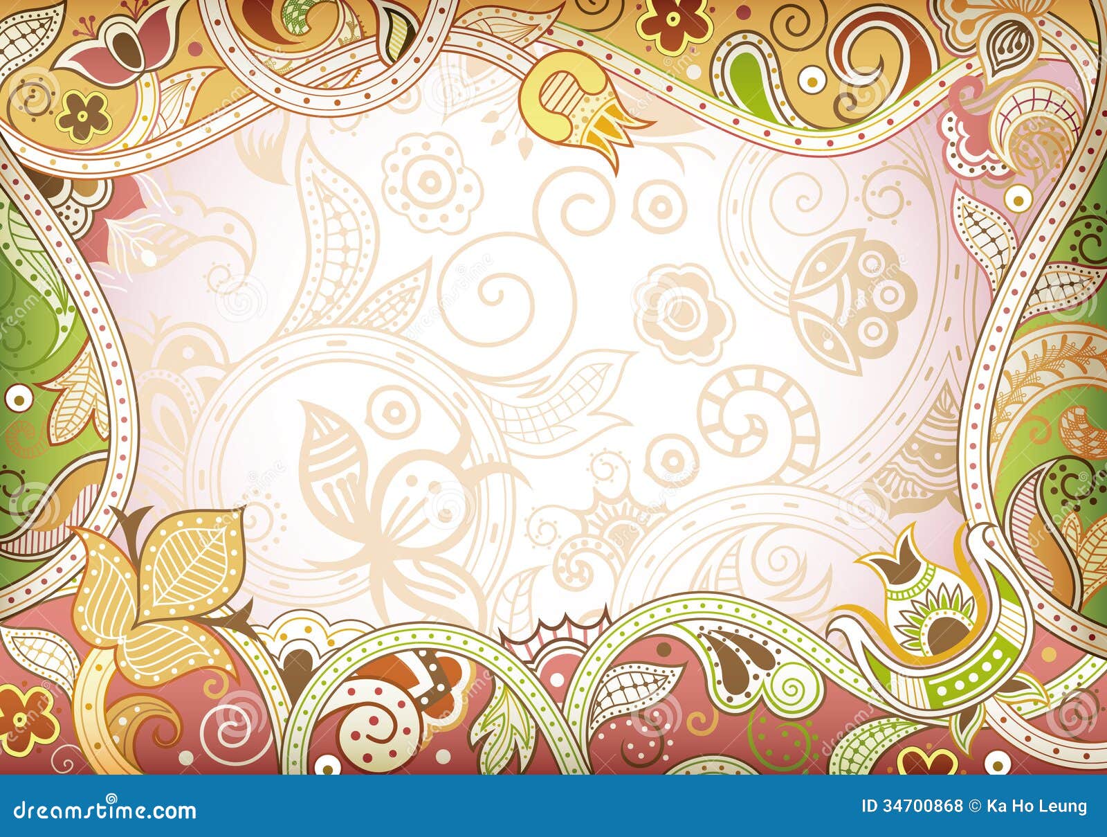 Abstract Floral Curve Frame Background Stock Illustration ...