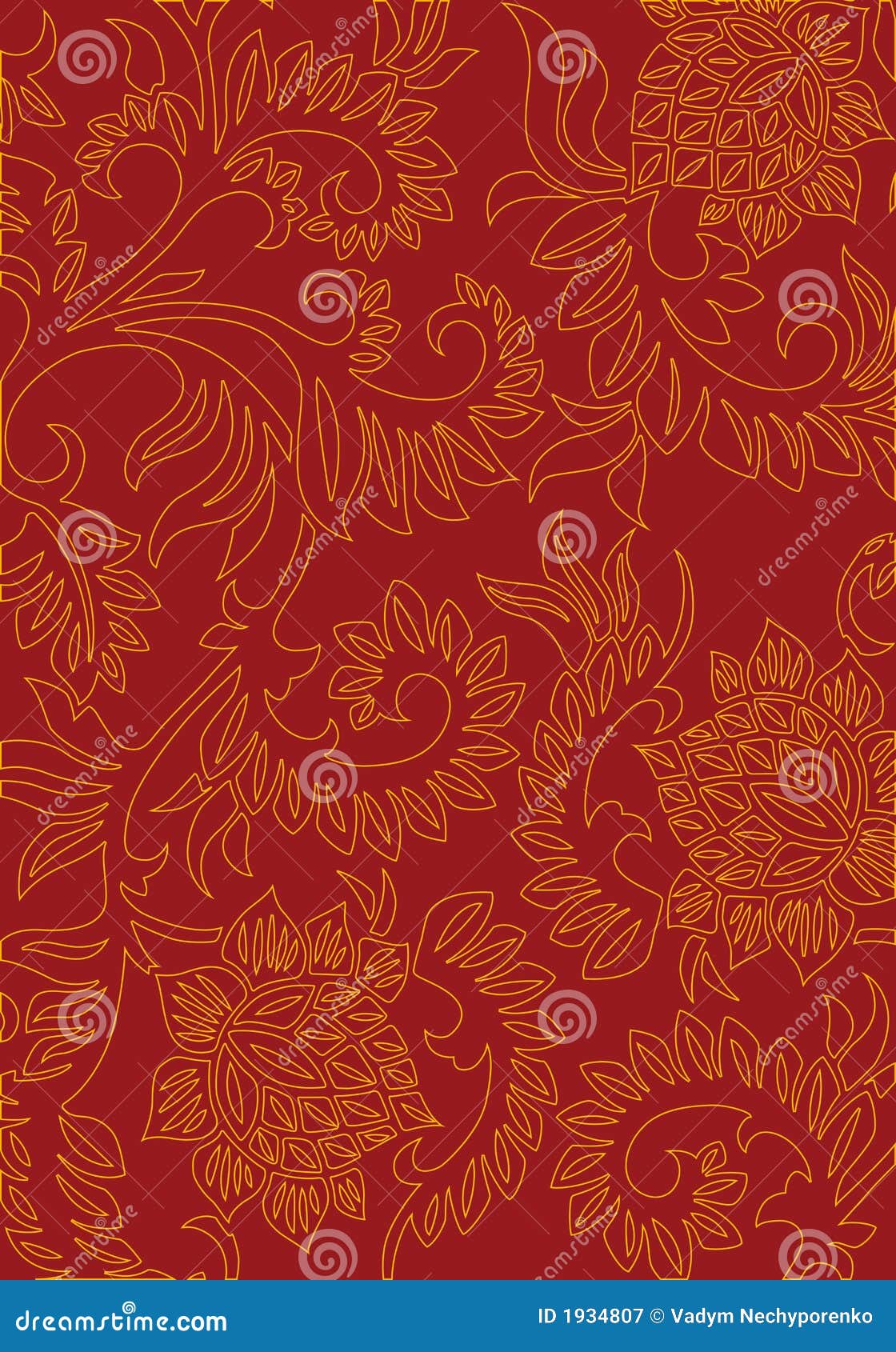 Abstract Floral Decorative Background on Red Color, Vector Illus Stock ...