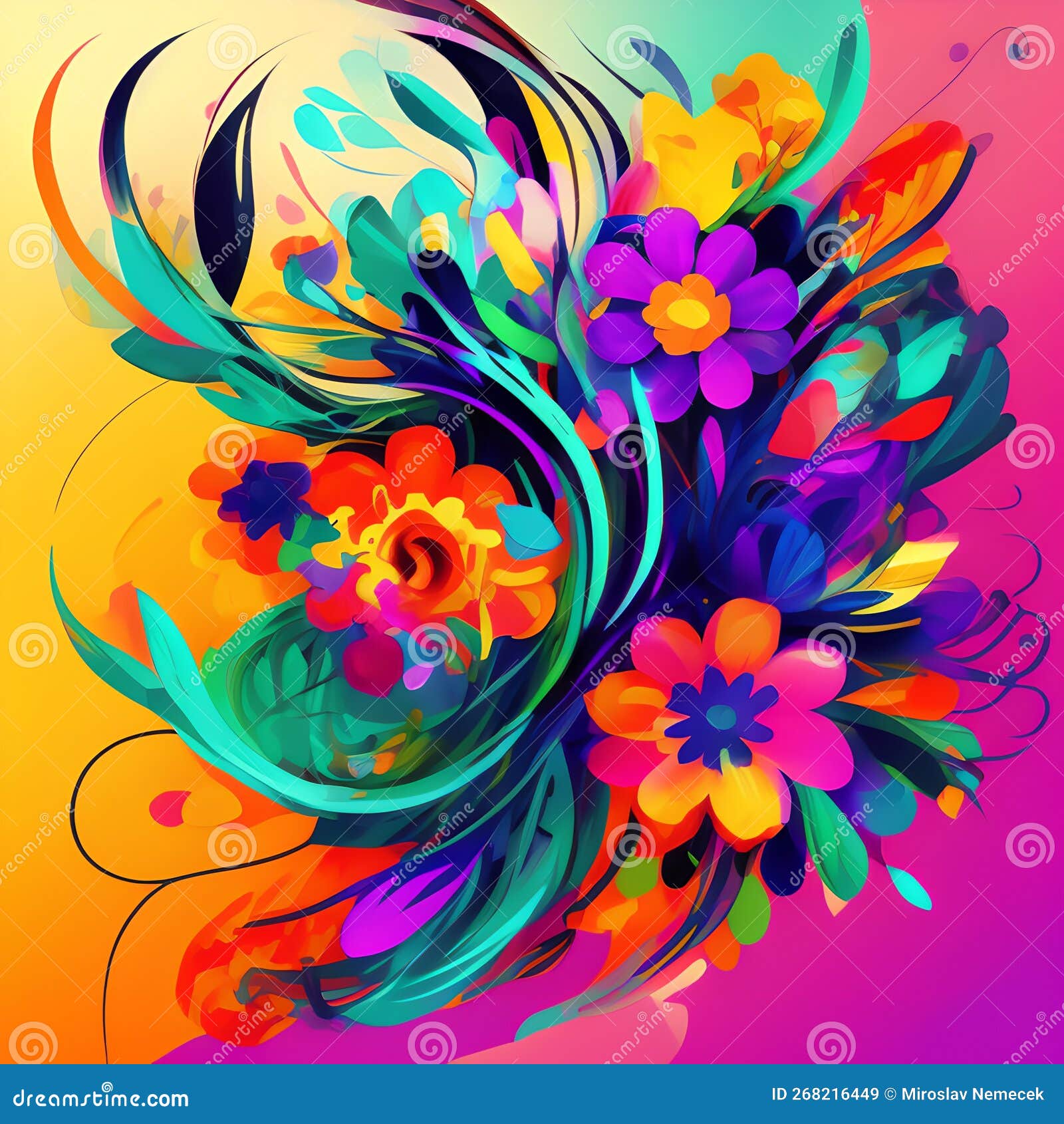 Abstract Floral Design, Generative AI Illustration Stock Illustration ...