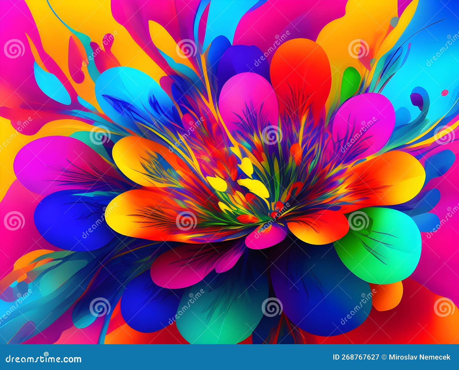 Abstract Floral Design, Generative AI Illustration Stock Illustration ...