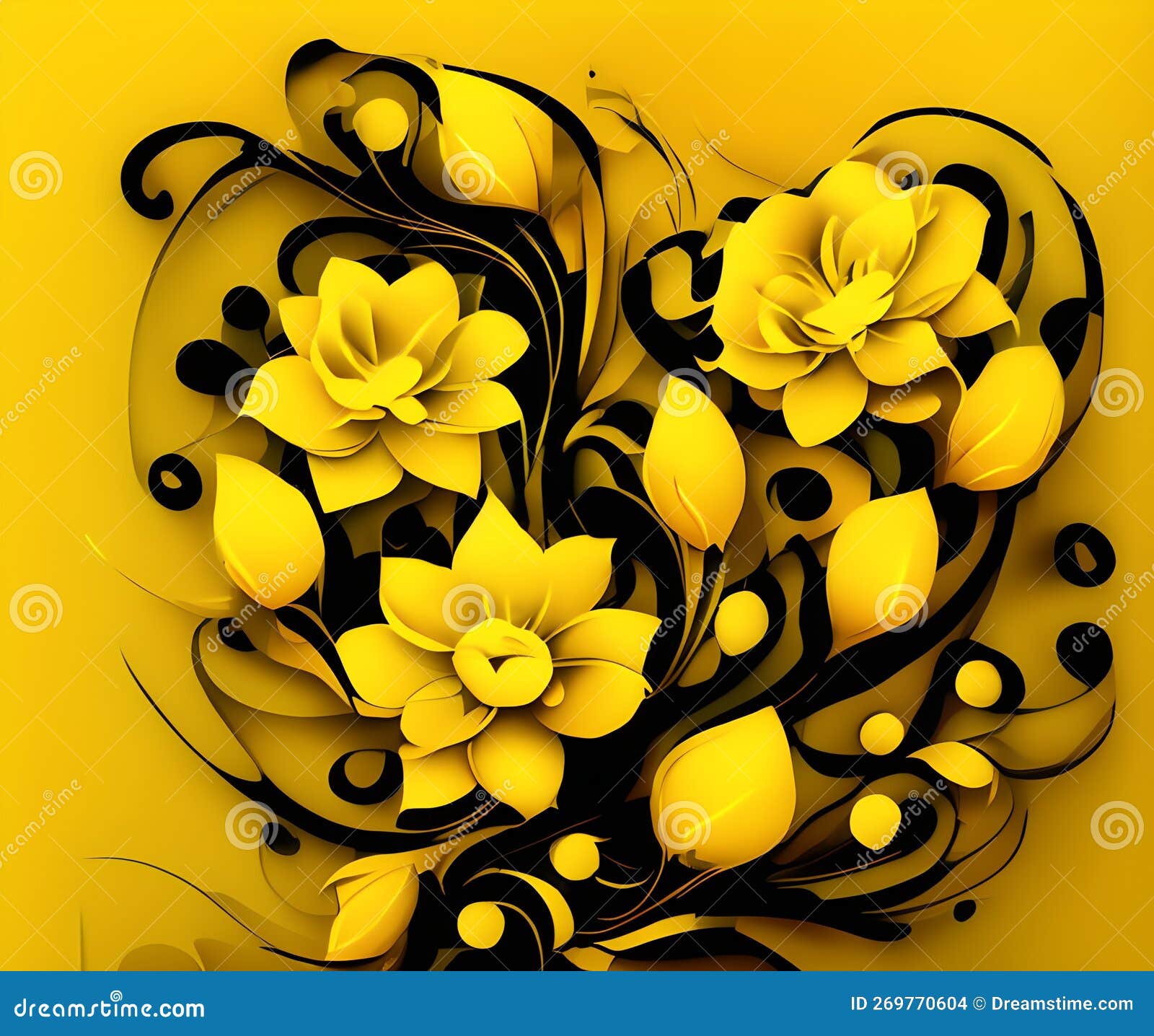 Abstract Floral Design, Generative AI Illustration Stock Illustration ...