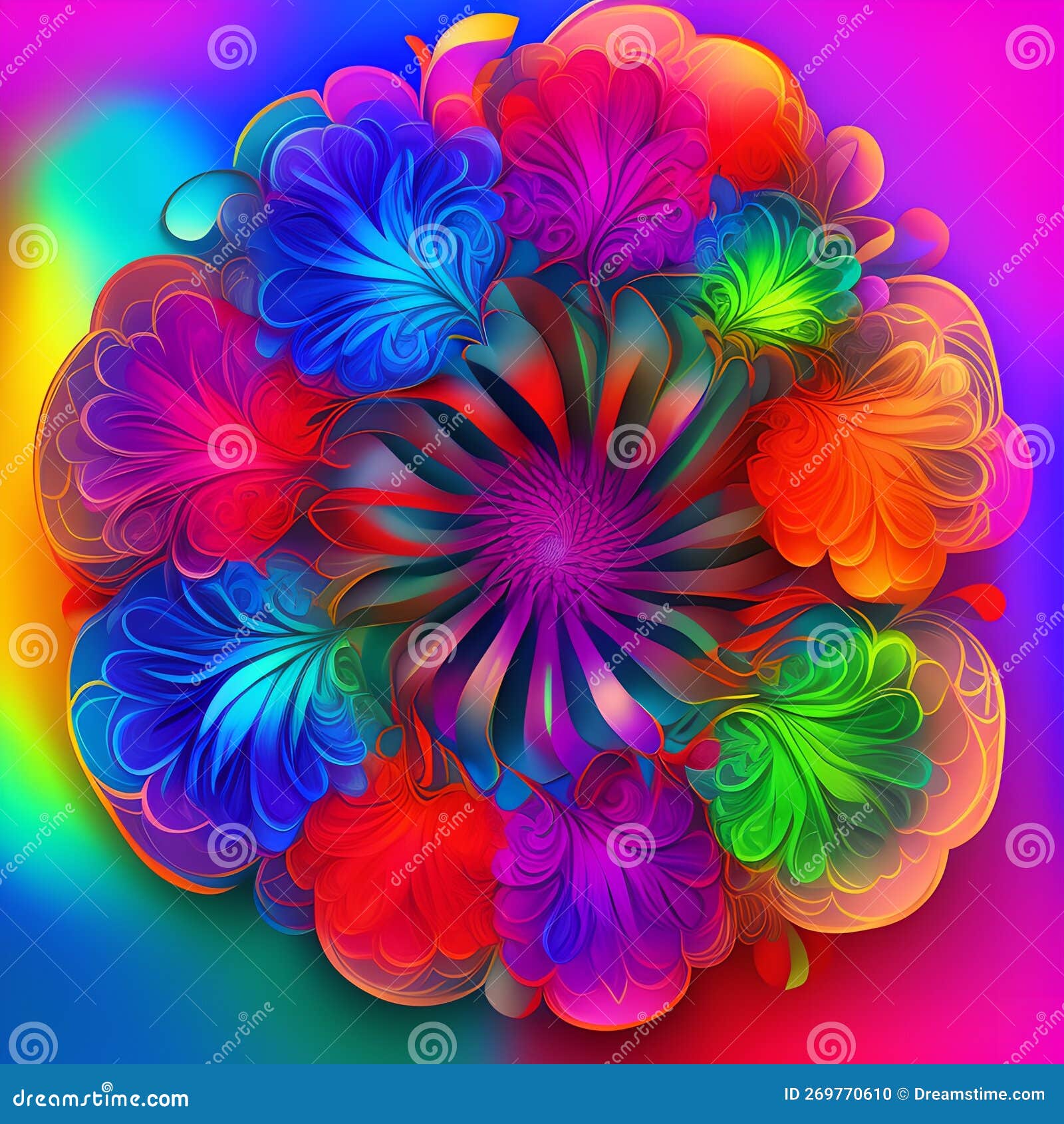 Abstract Floral Design, Generative AI Illustration Stock Illustration ...