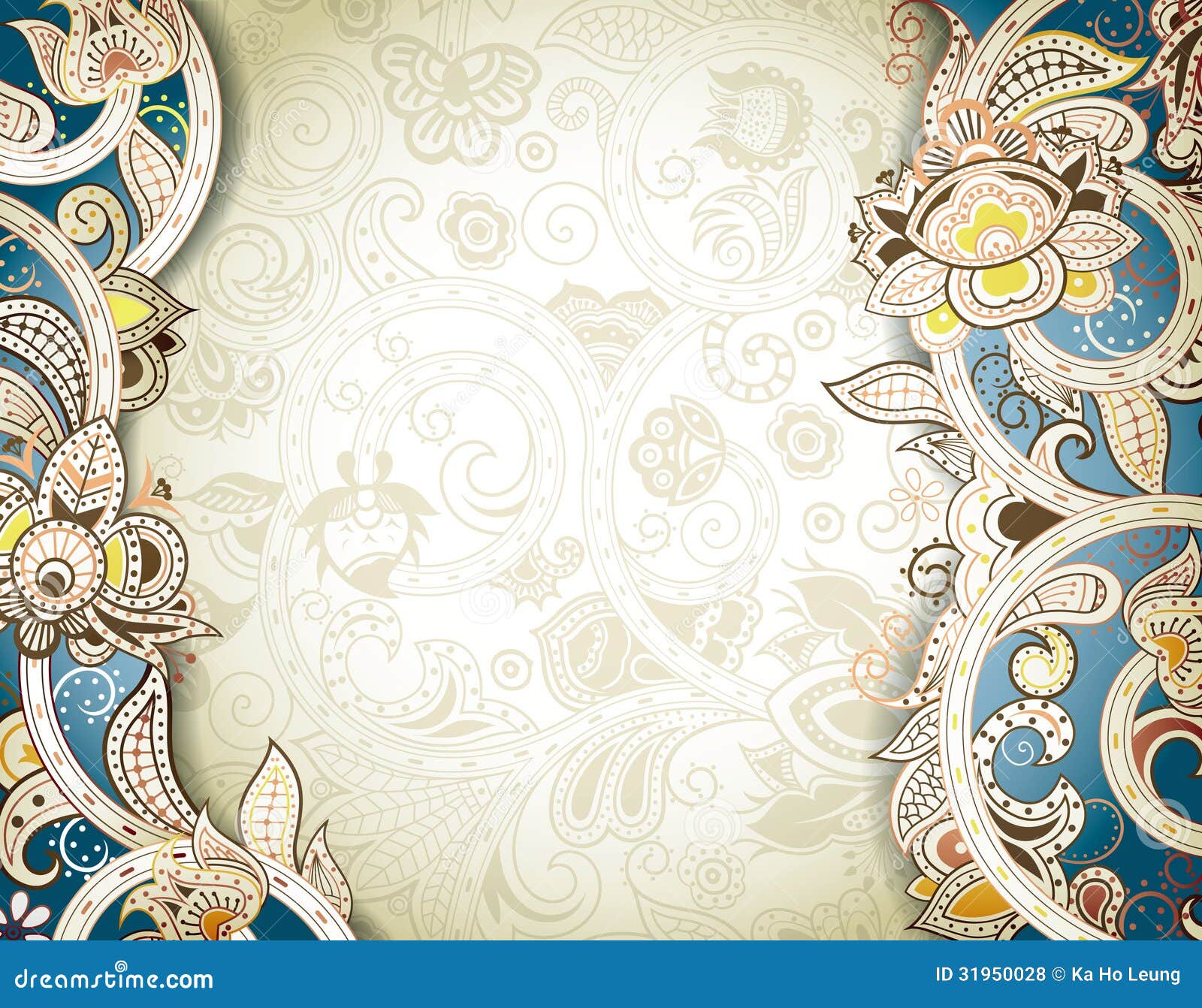 Abstract Floral Frame Background Stock Illustration - Illustration of ...