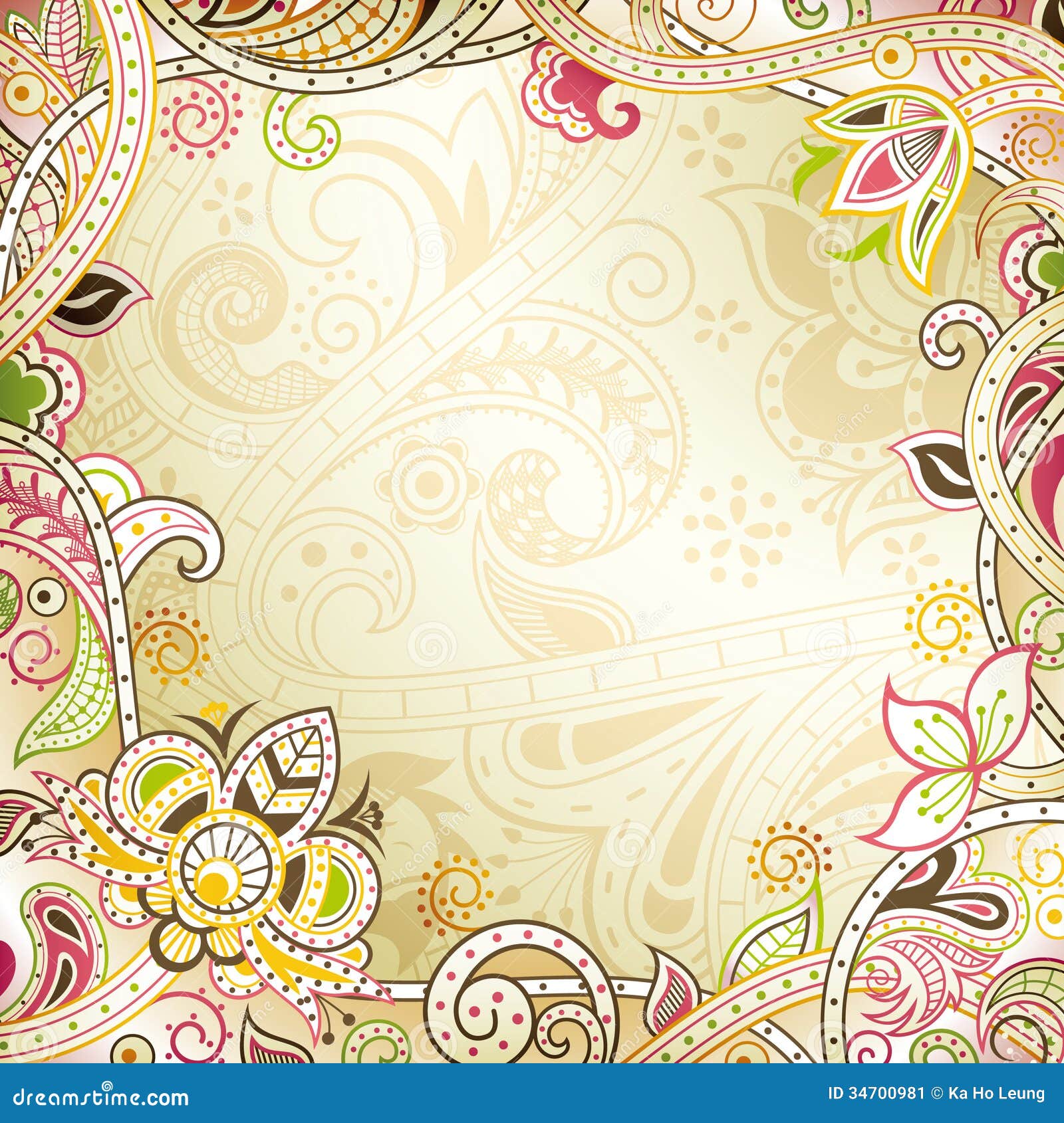 Abstract Floral Frame Background Stock Illustration - Illustration of ...