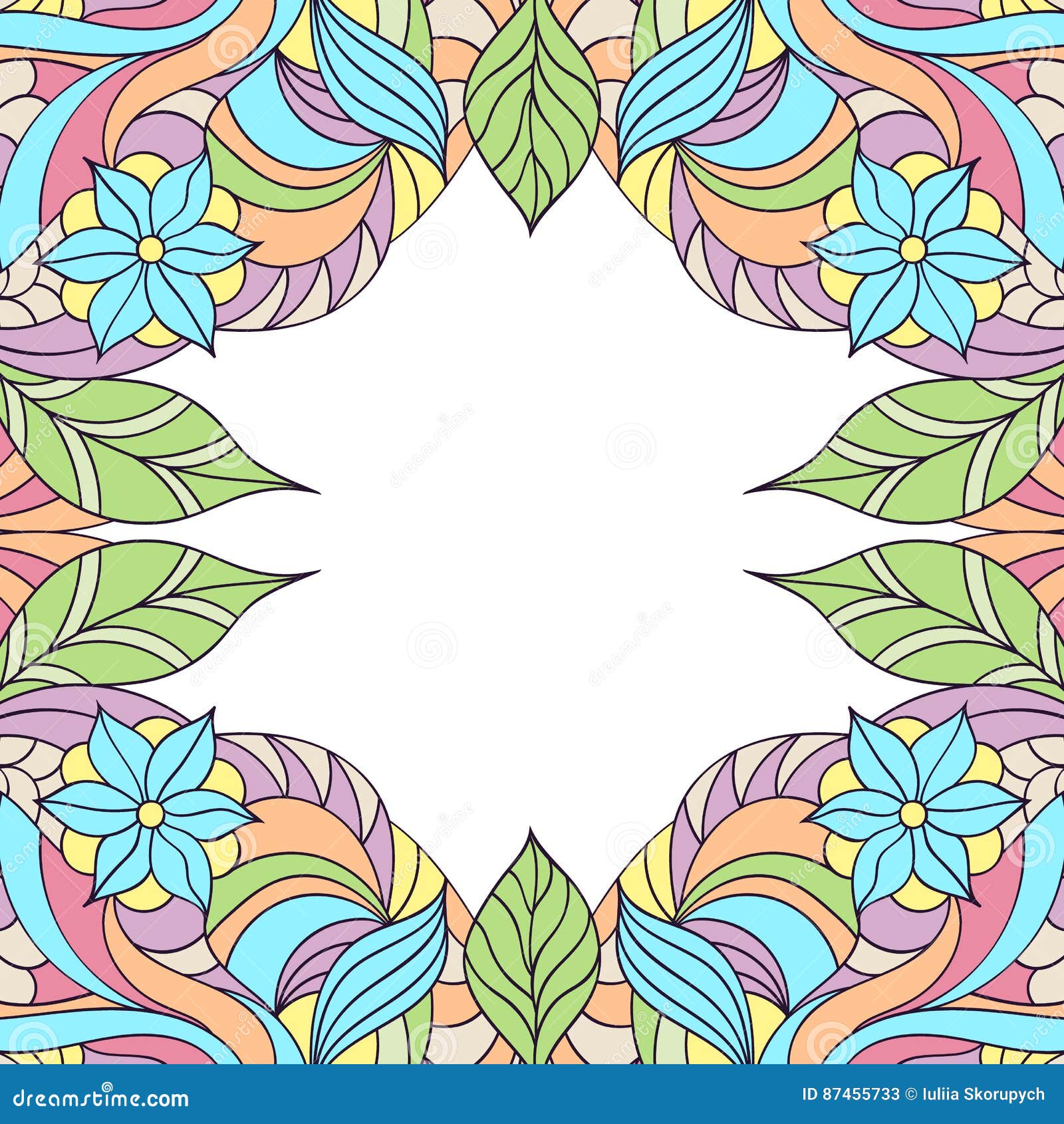 Abstract floral frame. stock vector. Illustration of flower - 87455733