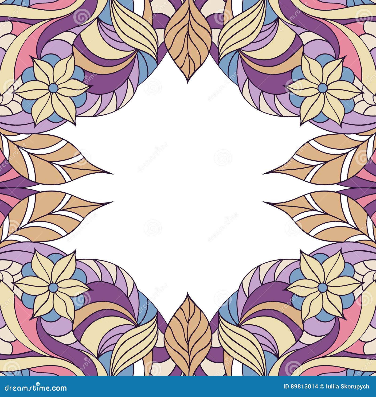 Abstract floral frame. stock vector. Illustration of doodle - 89813014