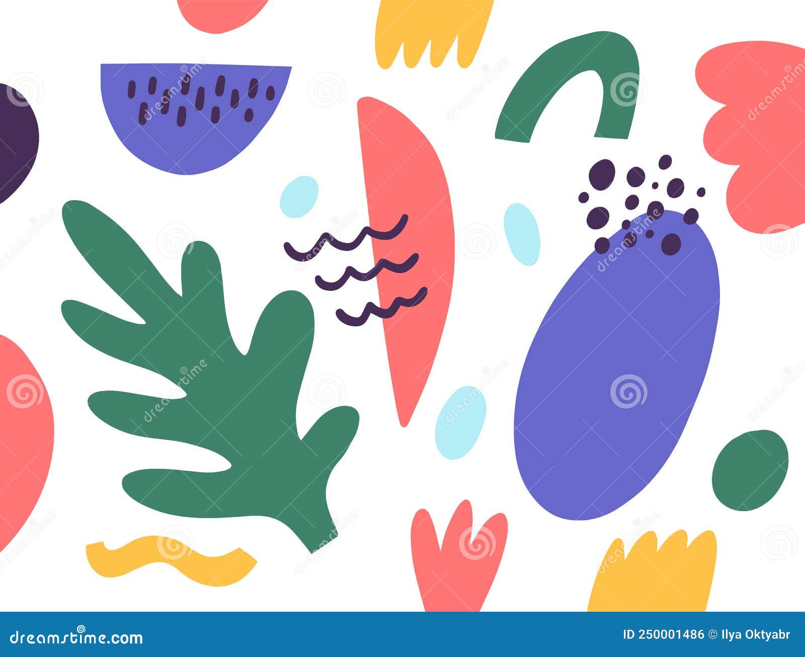 Abstract Floral Natural Colorful Doodle Set. Hand Drawn Style Elements ...